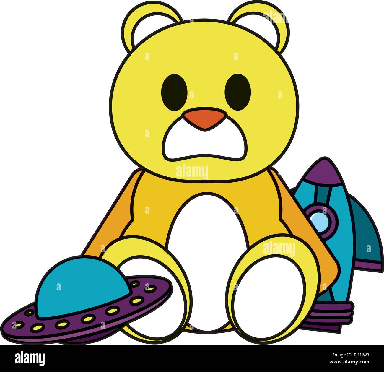color teddy bear with rocket and ufo toys Stock Vector Image & Art - Alamy
