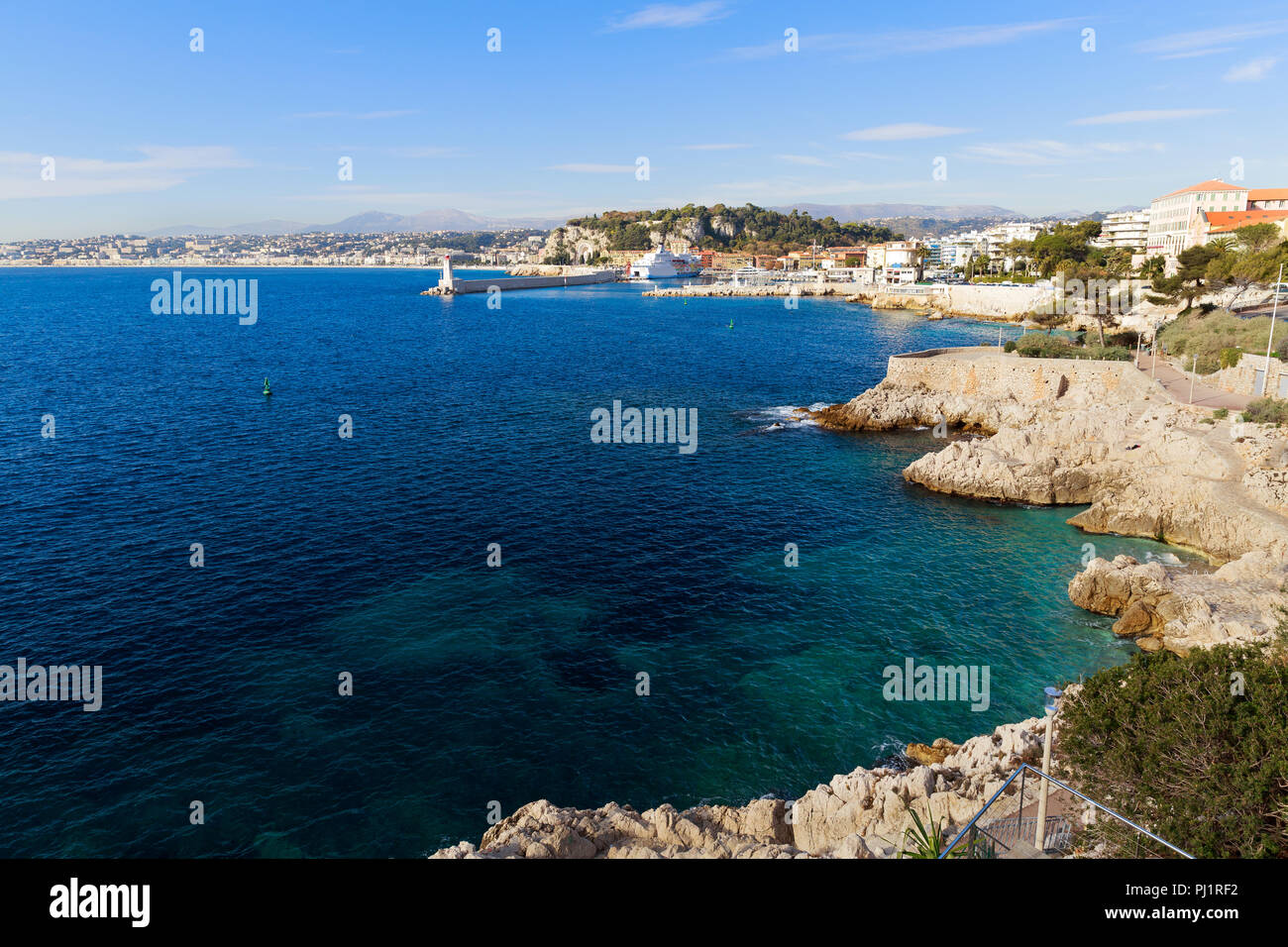 Azure coast with blue waters in Nice, France Stock Photo - Alamy