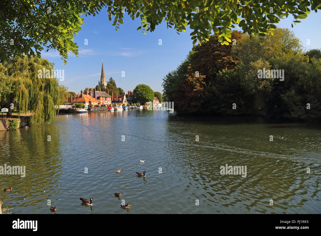 A view of St Helen's Church Abingdon, Oxfordshire from the River Thames ...