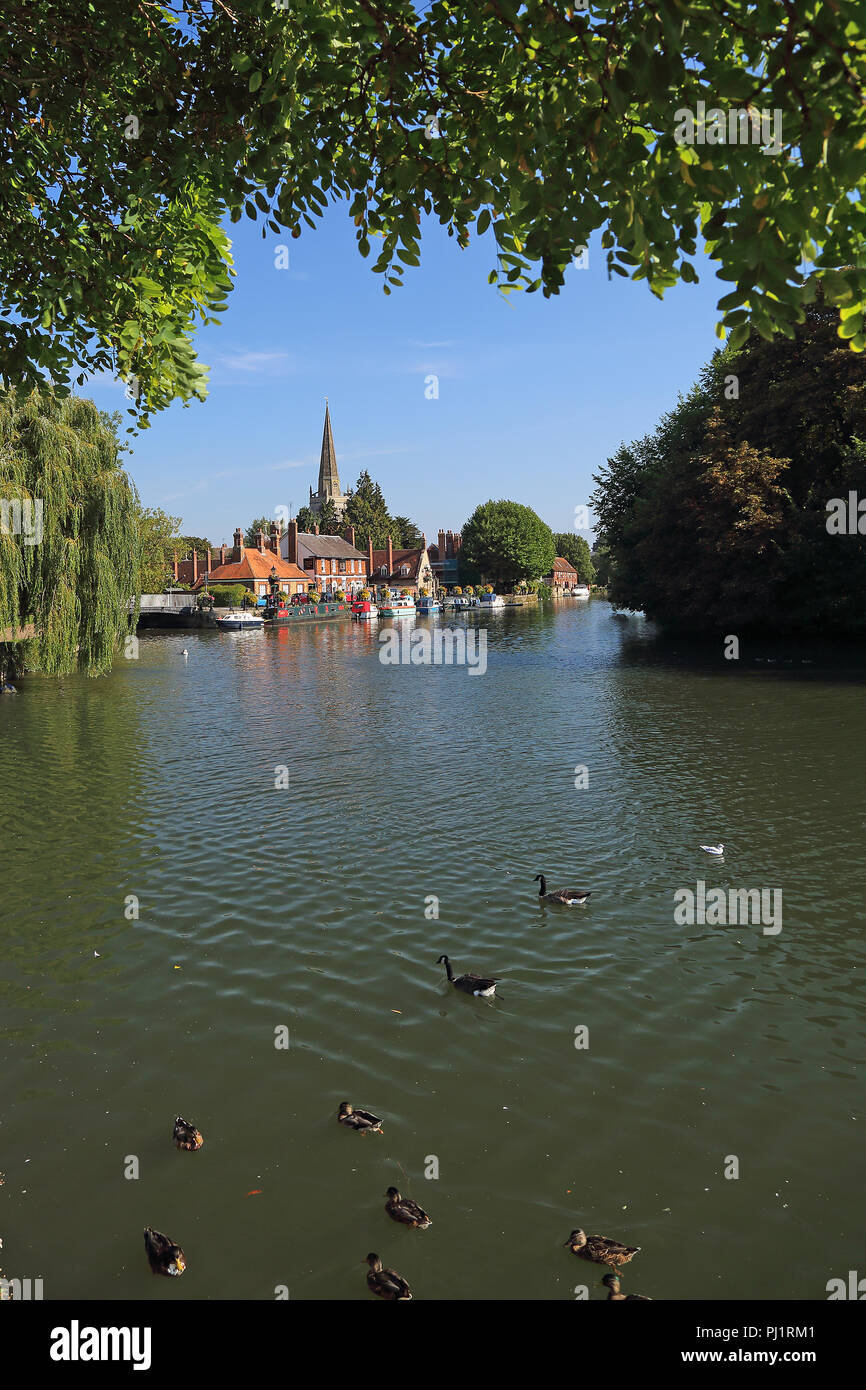 A view of St Helen's Church Abingdon, Oxfordshire from the River Thames ...