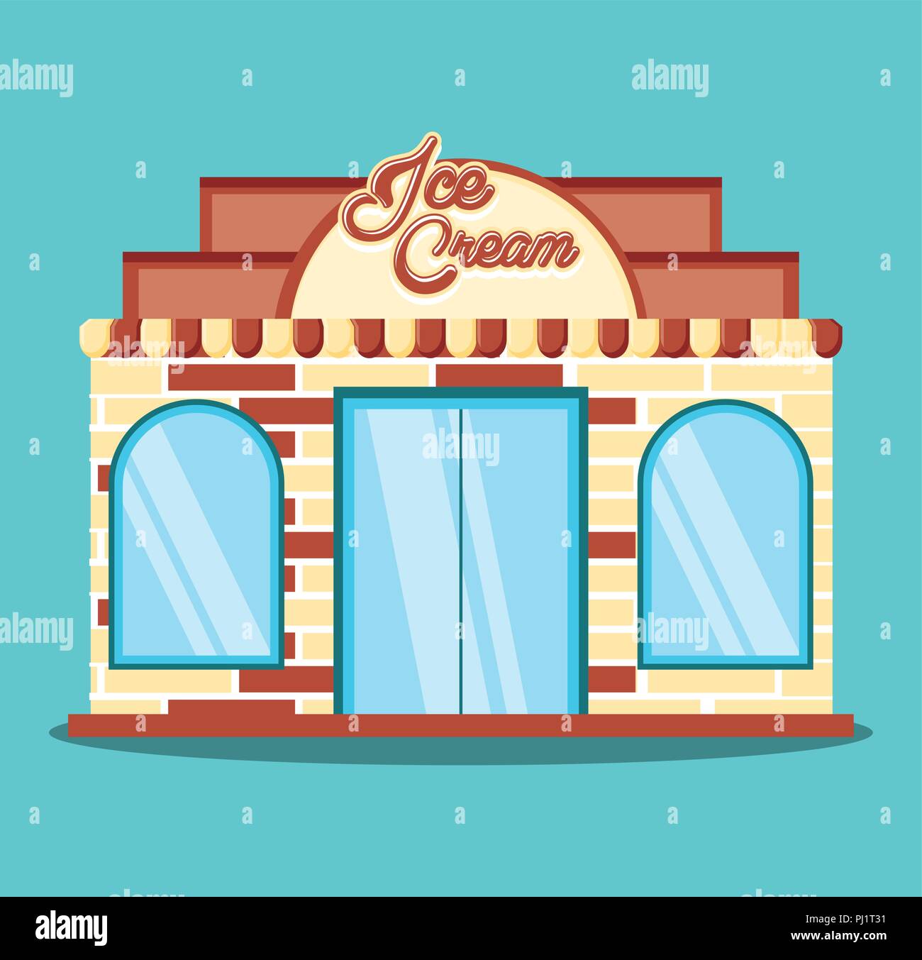 ice cream shop facade vector illustration design Stock Vector Image ...