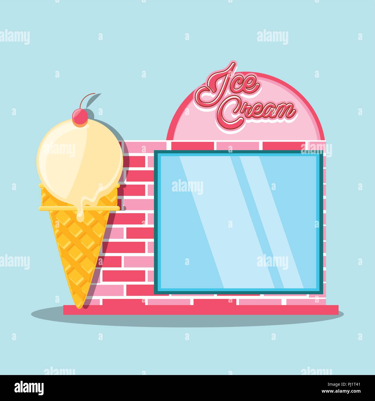 ice cream shop facade vector illustration design Stock Vector Image ...