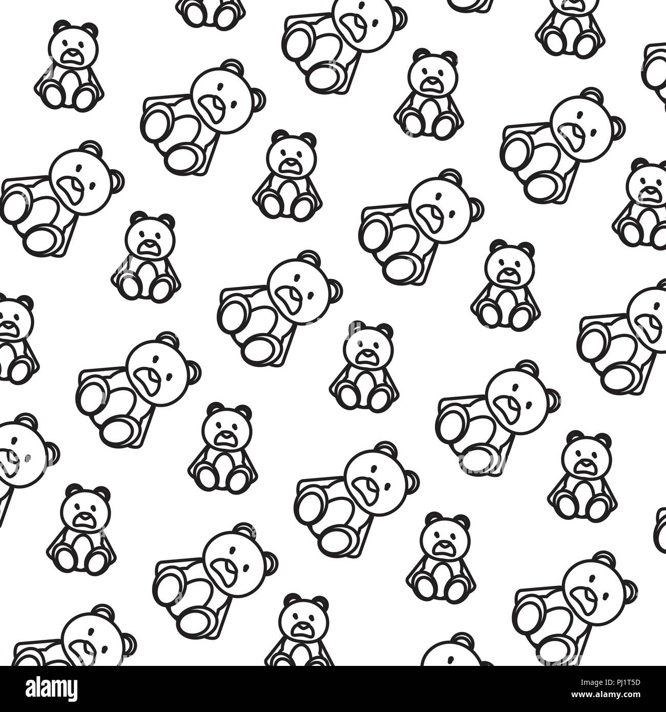 line bear teddy cute toy background Stock Vector Image & Art - Alamy