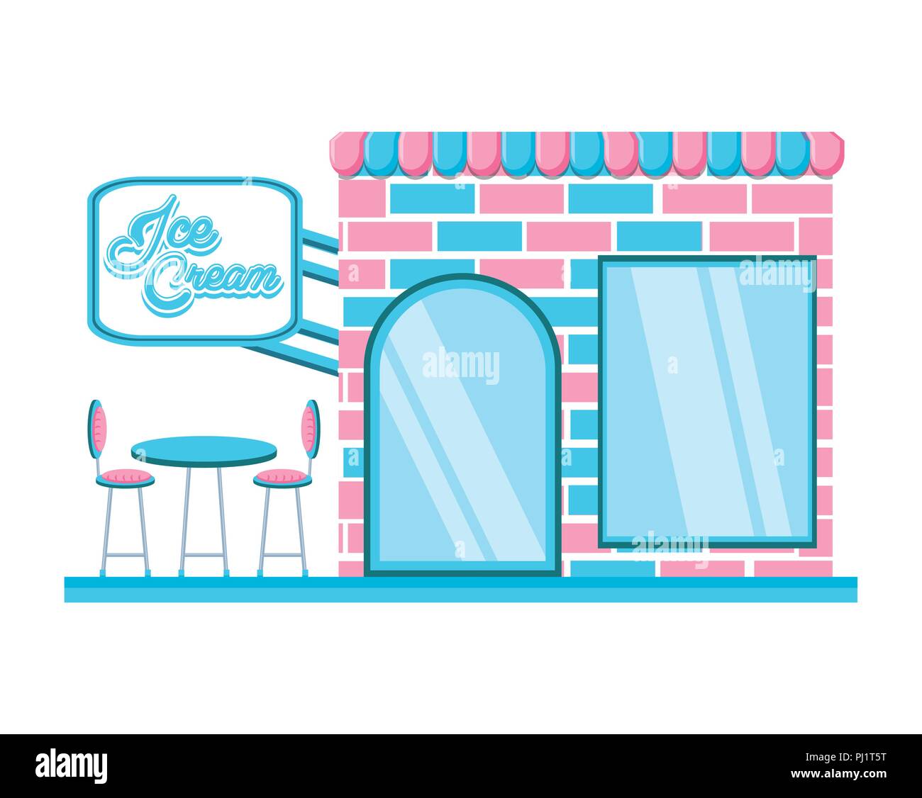 ice cream shop facade vector illustration design Stock Vector Image ...
