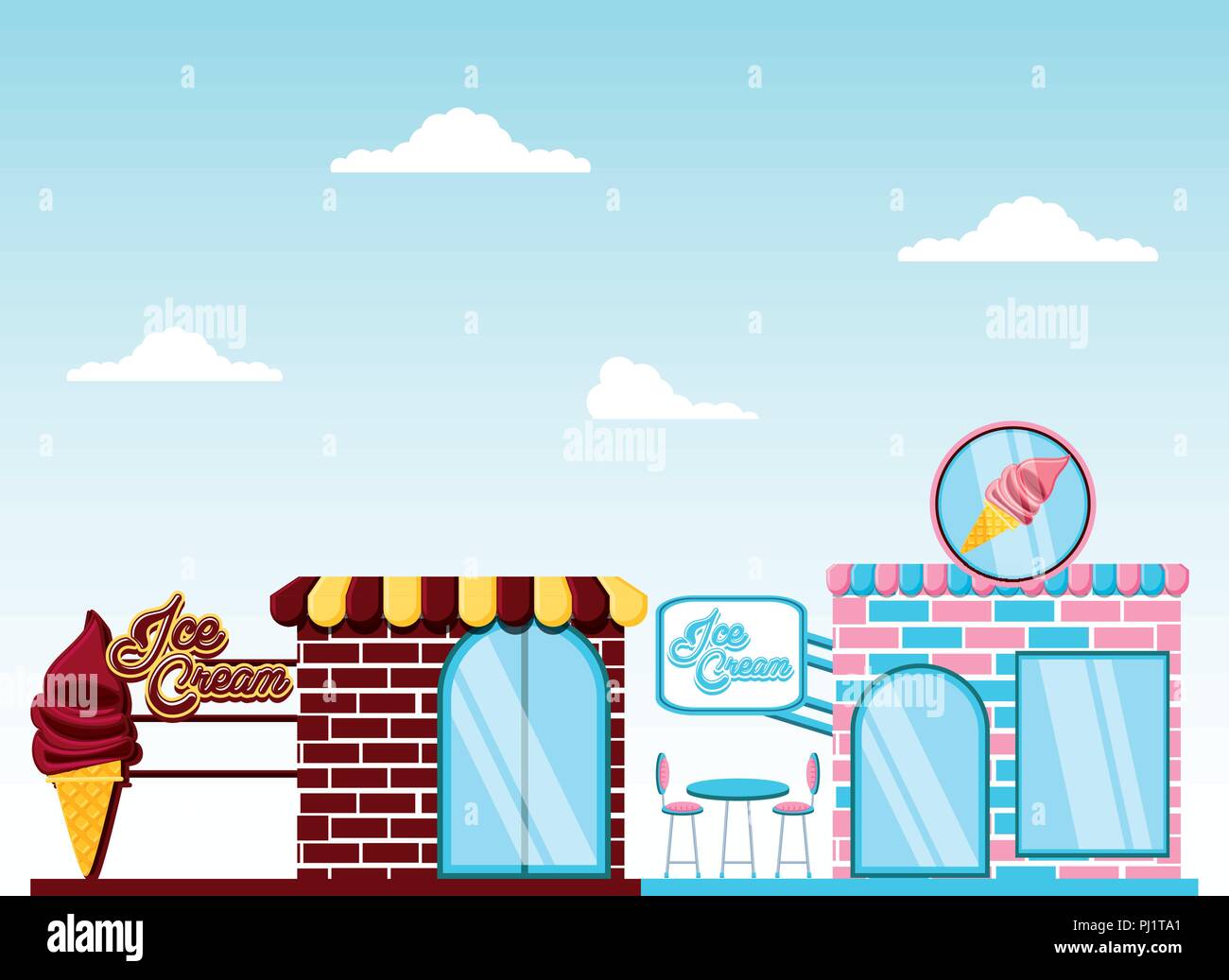 ice cream shop facade vector illustration design Stock Vector Image ...