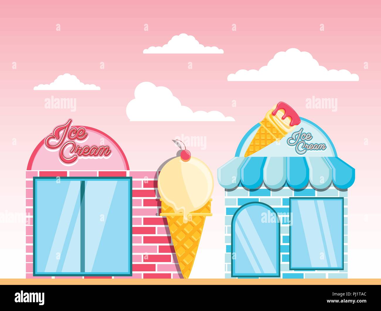 ice cream shop facade vector illustration design Stock Vector Image ...