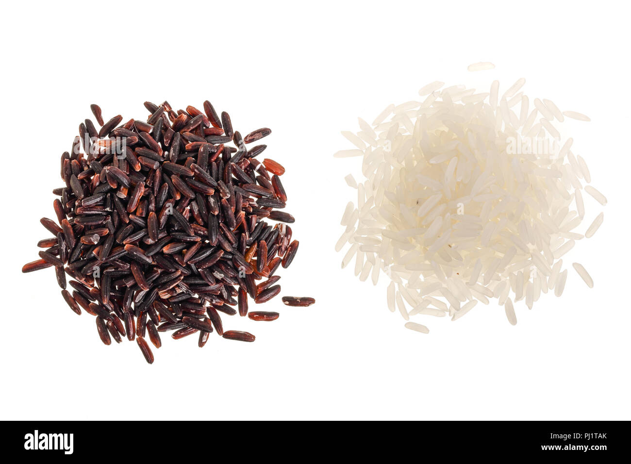 Black and white wild rice isolated on white background close up. Top ...