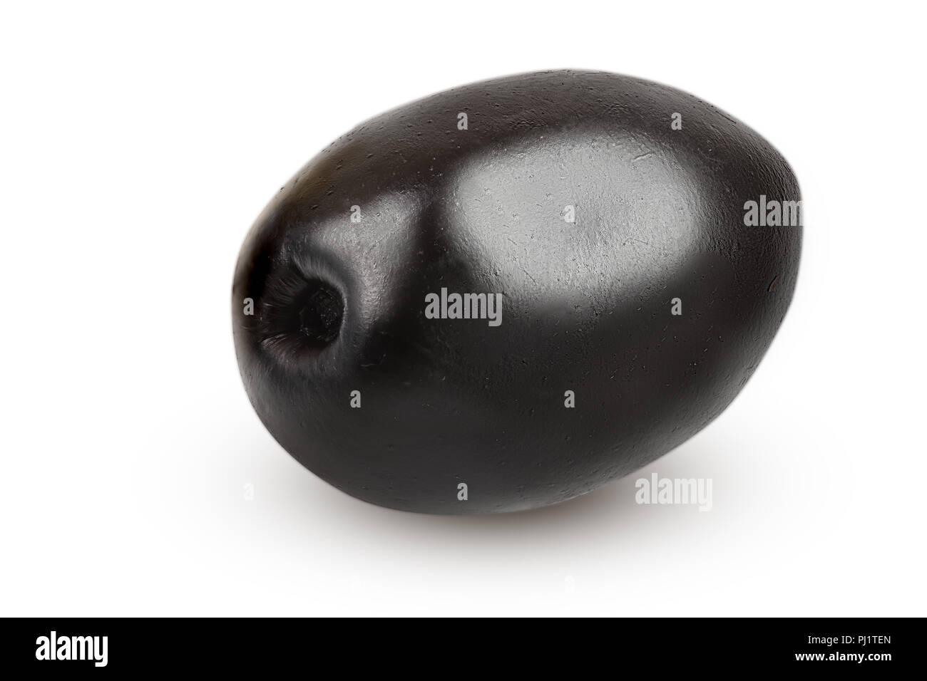 whole black olive isolated on white background macro Stock Photo - Alamy