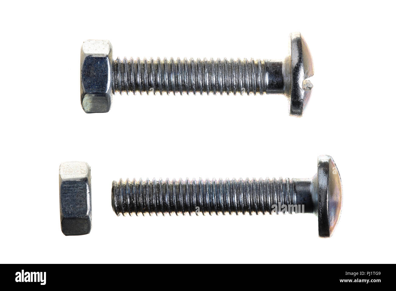 metal screw or bolt and nuts isolated on white background Stock Photo ...