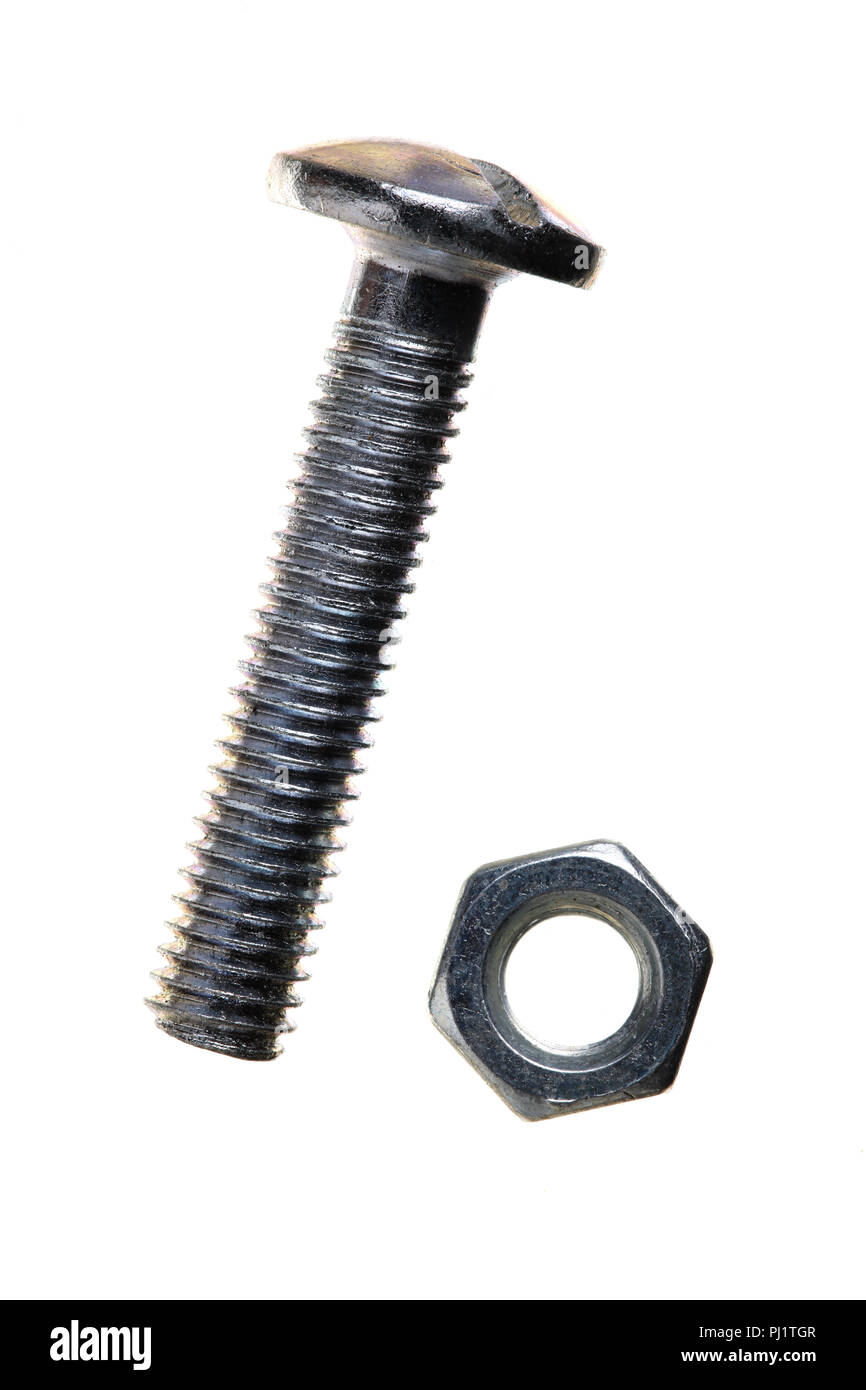 metal screw or bolt and nuts isolated on white background Stock Photo ...
