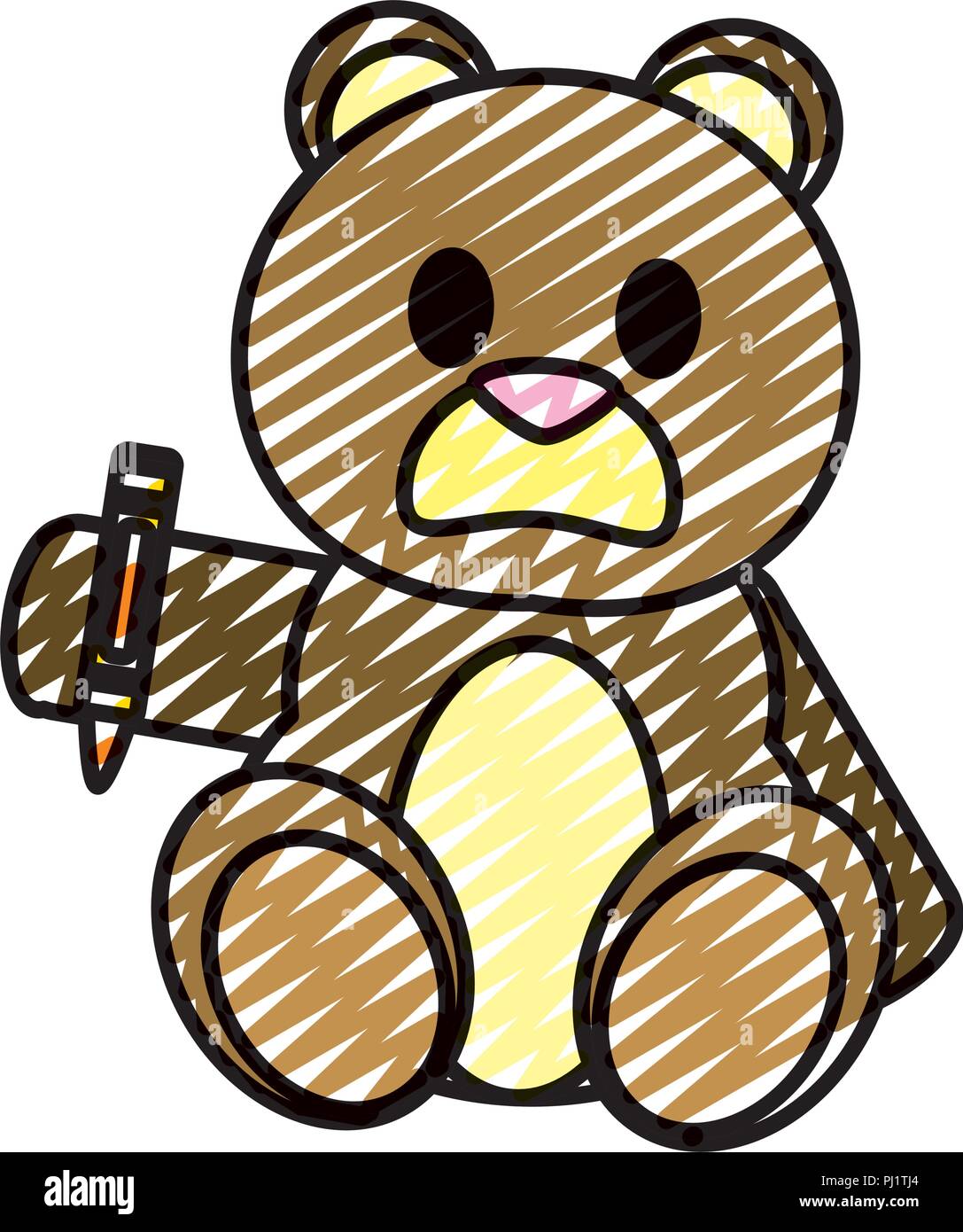 doodle bear teddy cute toy with crayon Stock Vector Image & Art - Alamy