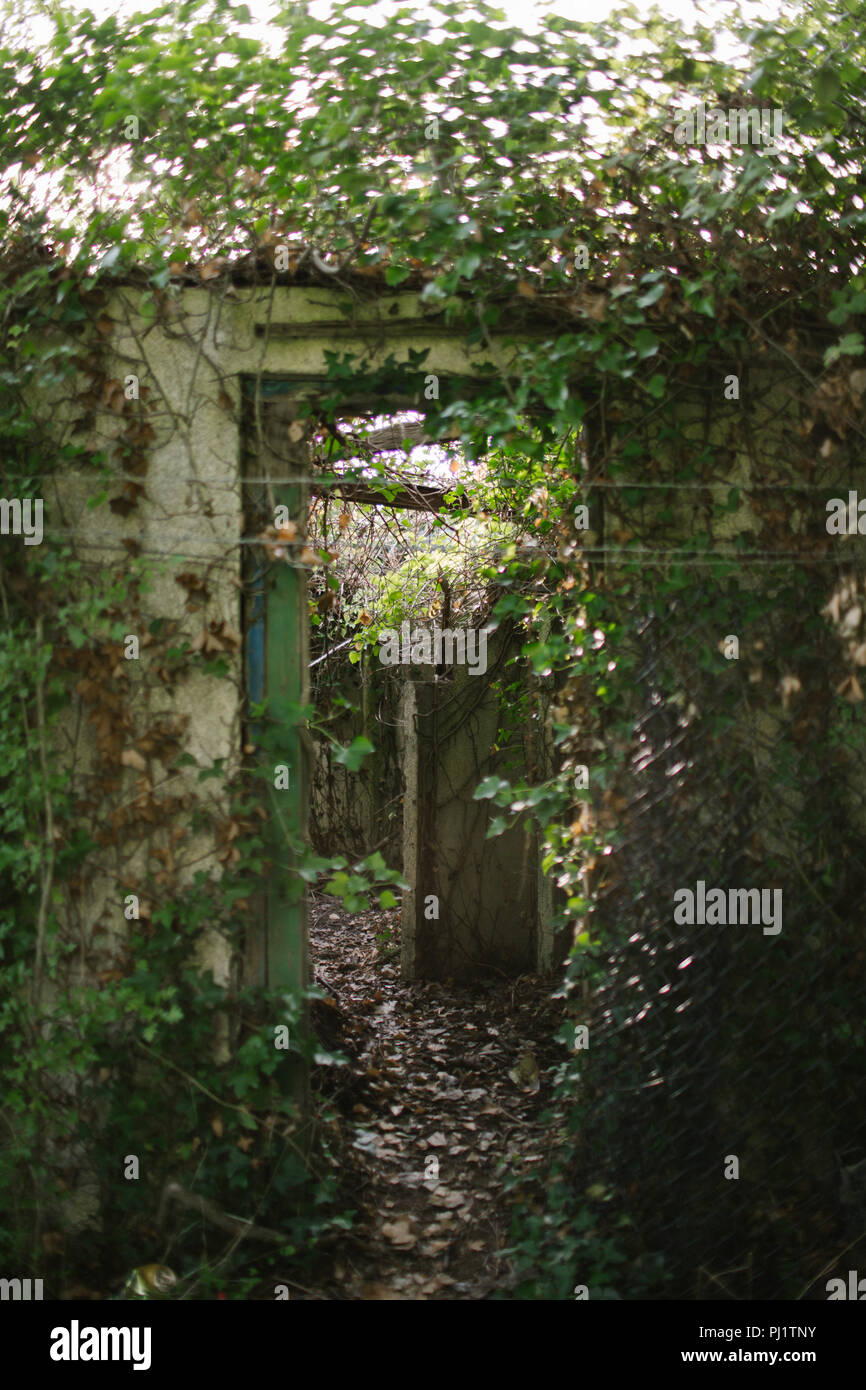 Derelict building that was once part of the terminal of the Aust Ferry ...
