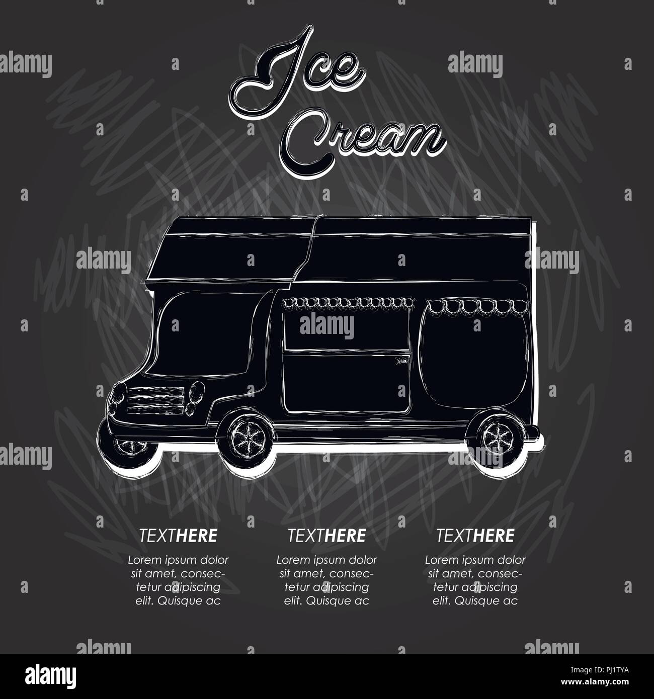 ice cream shop van drawing with chalk vector illustration design Stock ...