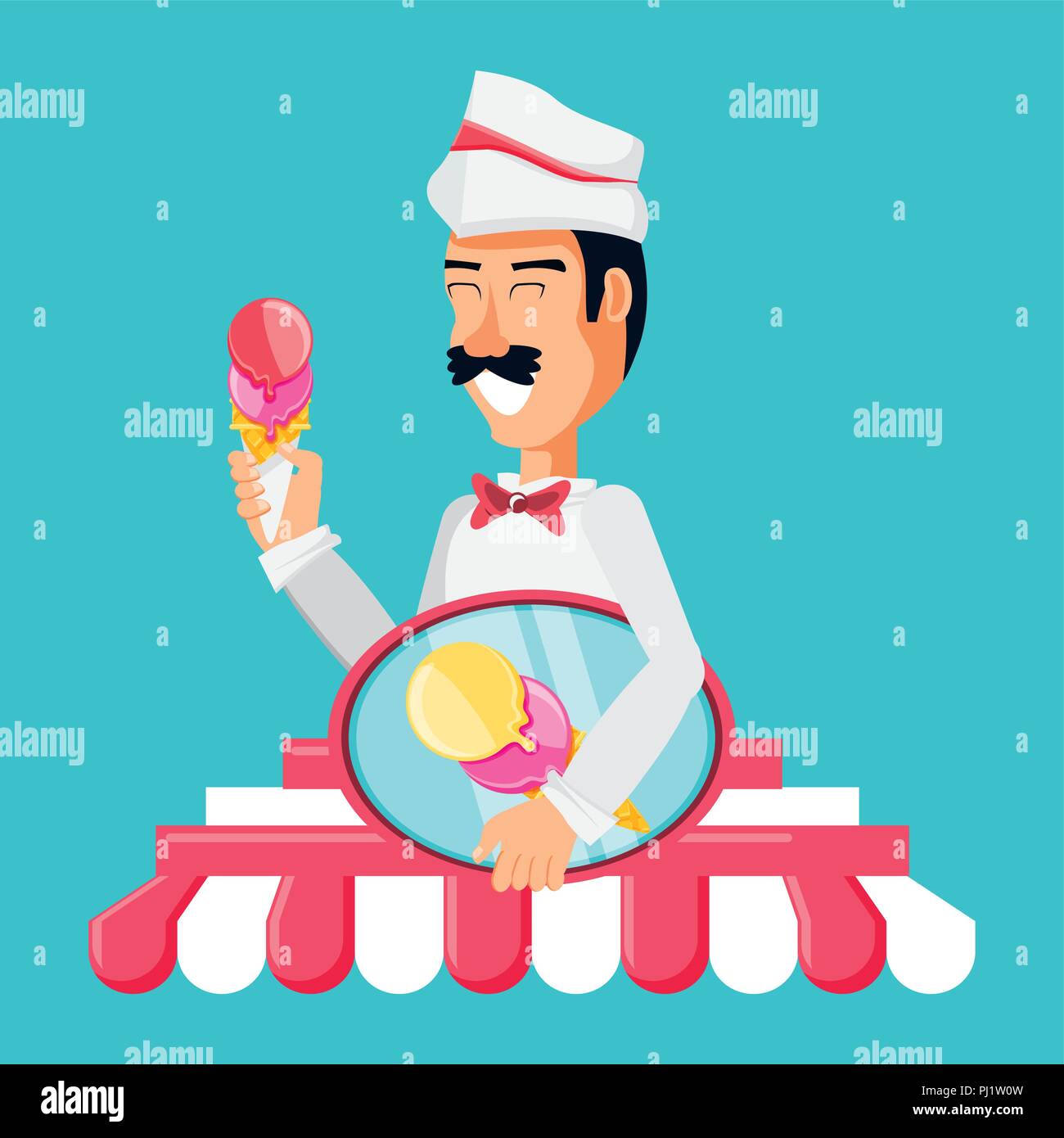ice cream salesman character vector illustration design Stock Vector ...