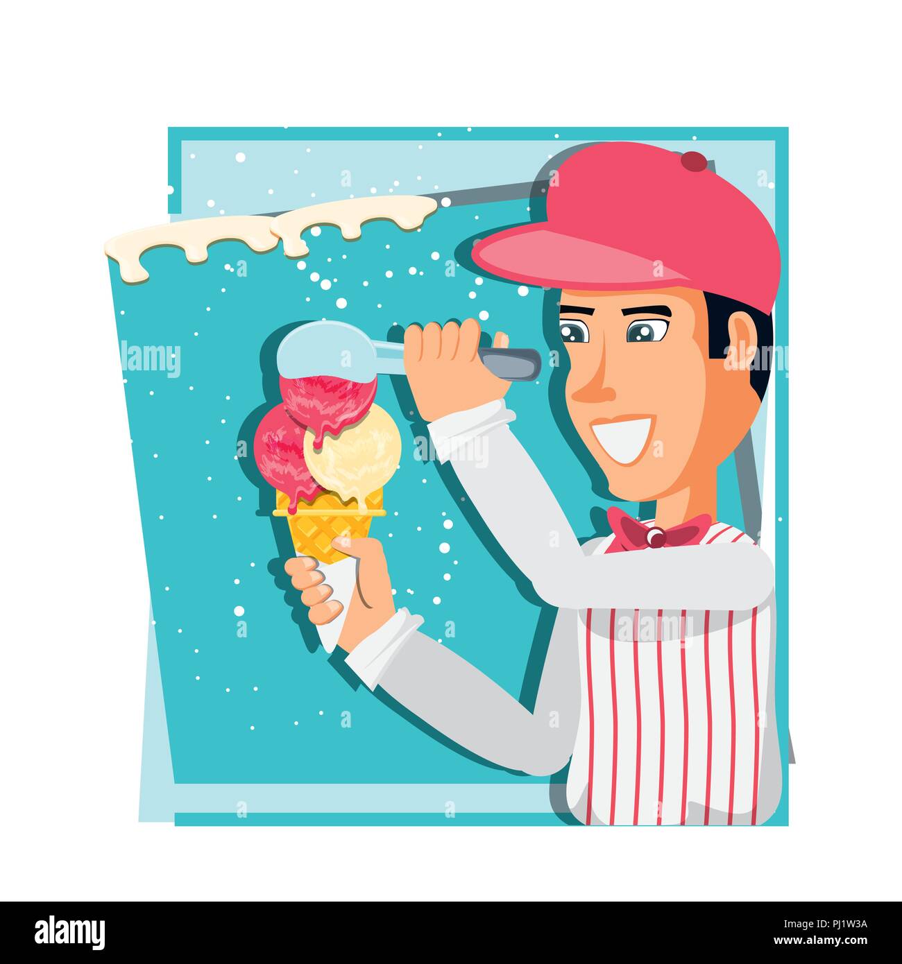 ice cream salesman character vector illustration design Stock Vector ...