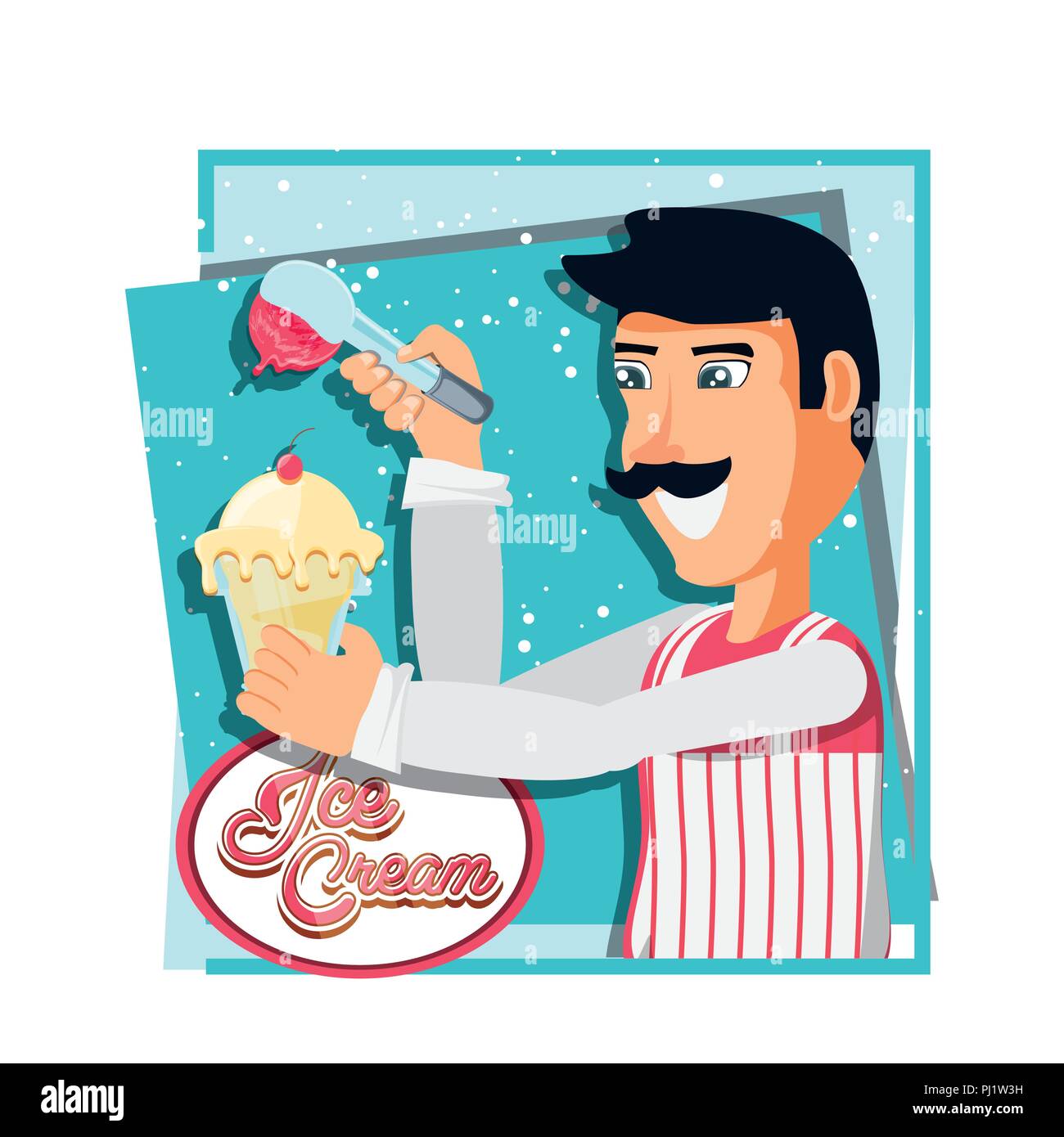 ice cream salesman character vector illustration design Stock Vector ...