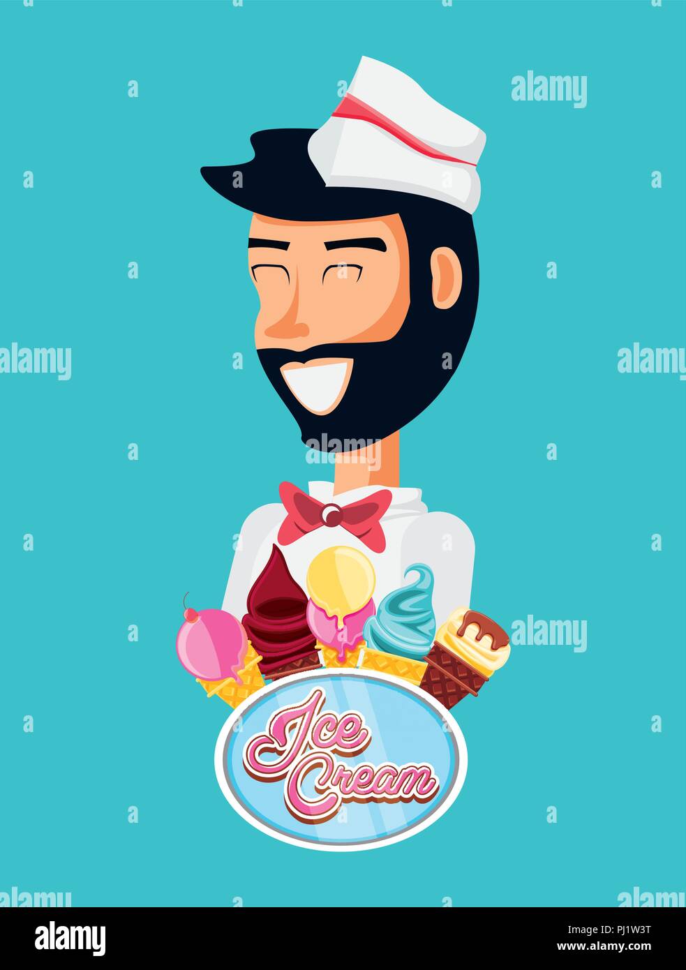 ice cream salesman character vector illustration design Stock Vector ...