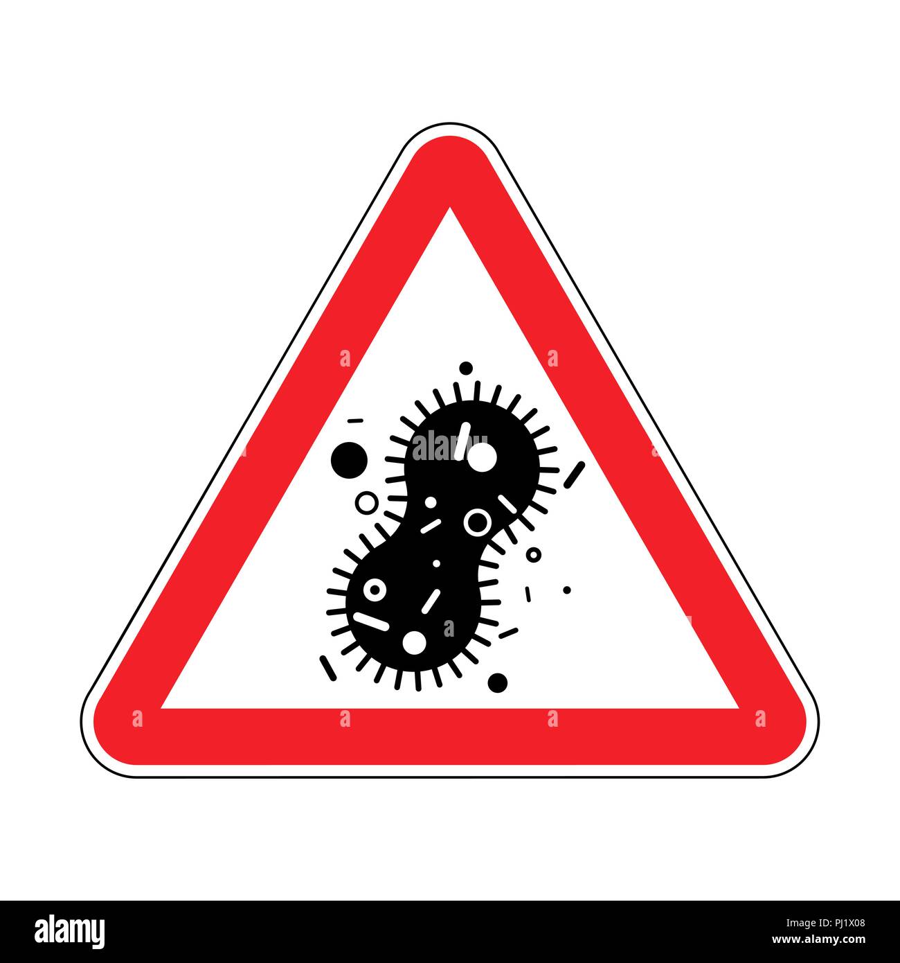 Attention Virus bacterium. Caution red road sign microbe Pathogenic ...