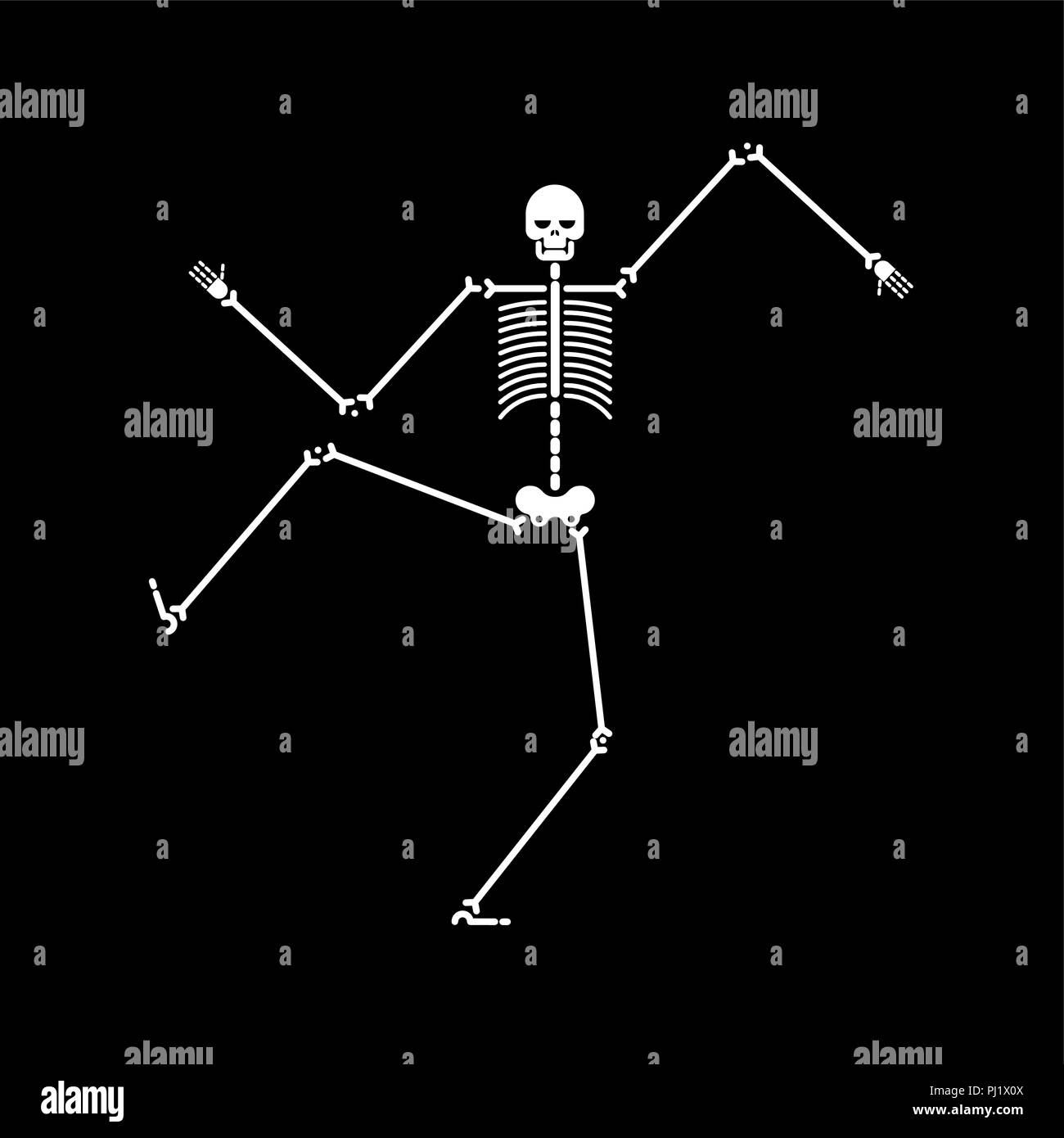 Skeleton dance isolated. Skull and bone dances. Vector illustration ...