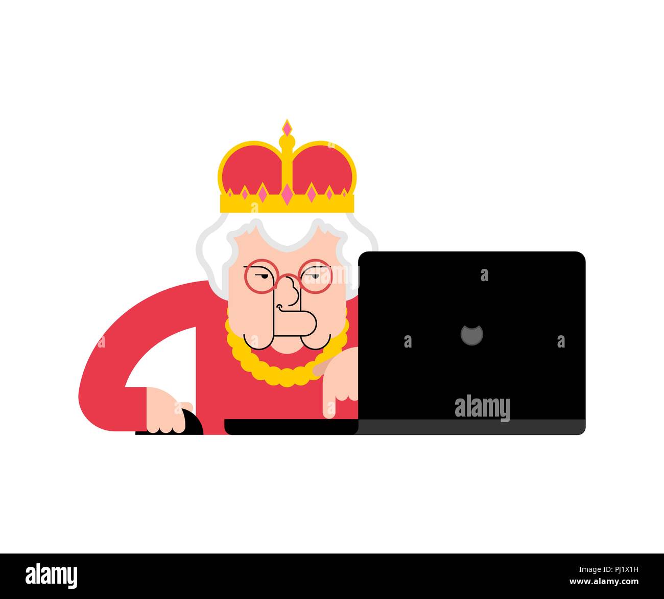 Queen laptop working. Crown and notebook. vector illustration Stock ...