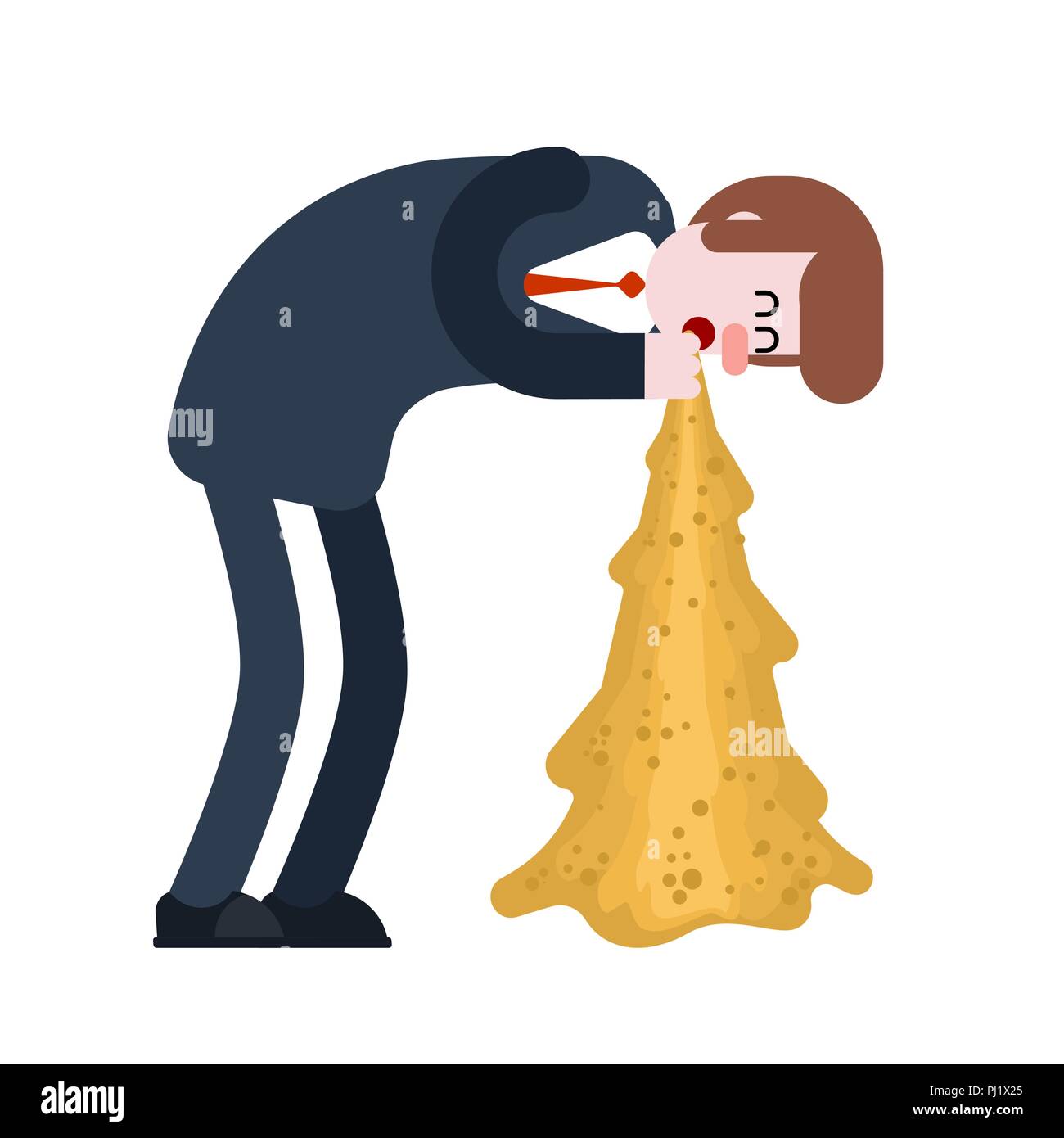 Vomit man. Puke Vector illustration. Retching cartoon. Vomitus Stock ...
