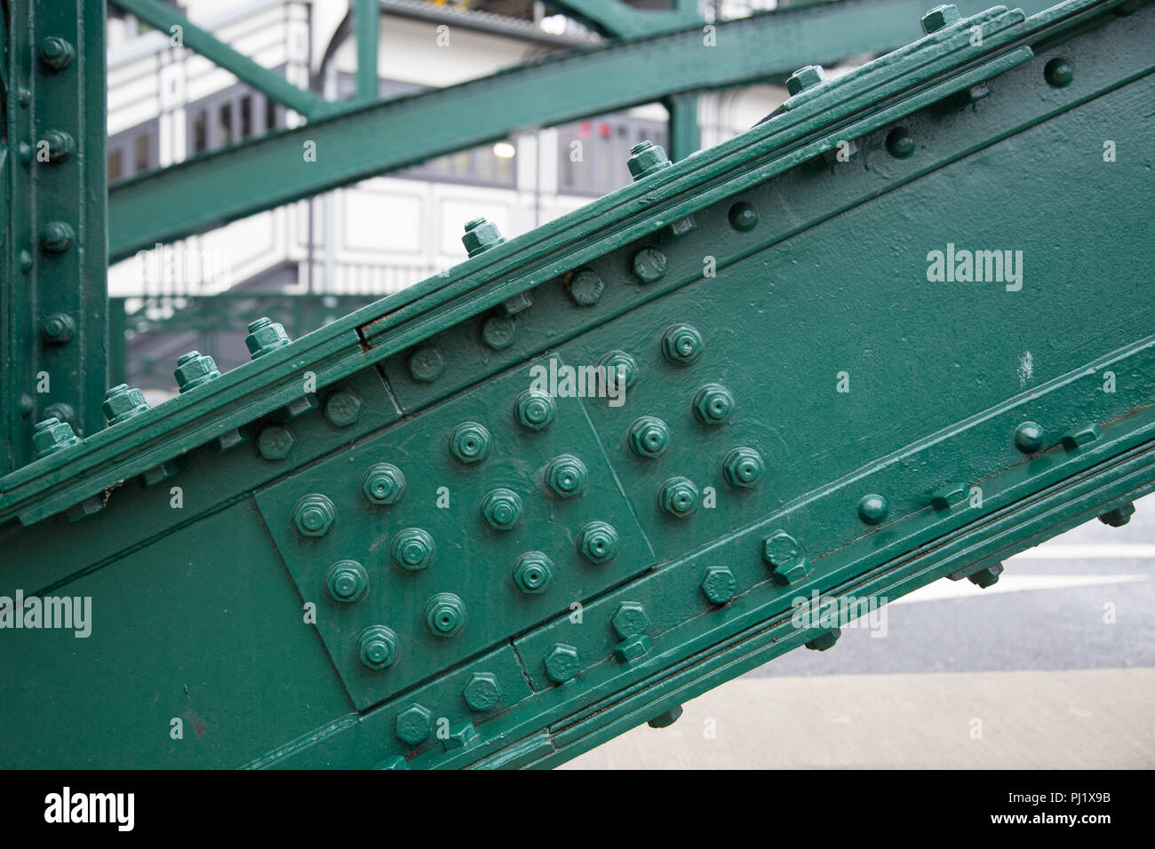 green iron bridge for cars over river Stock Photo - Alamy