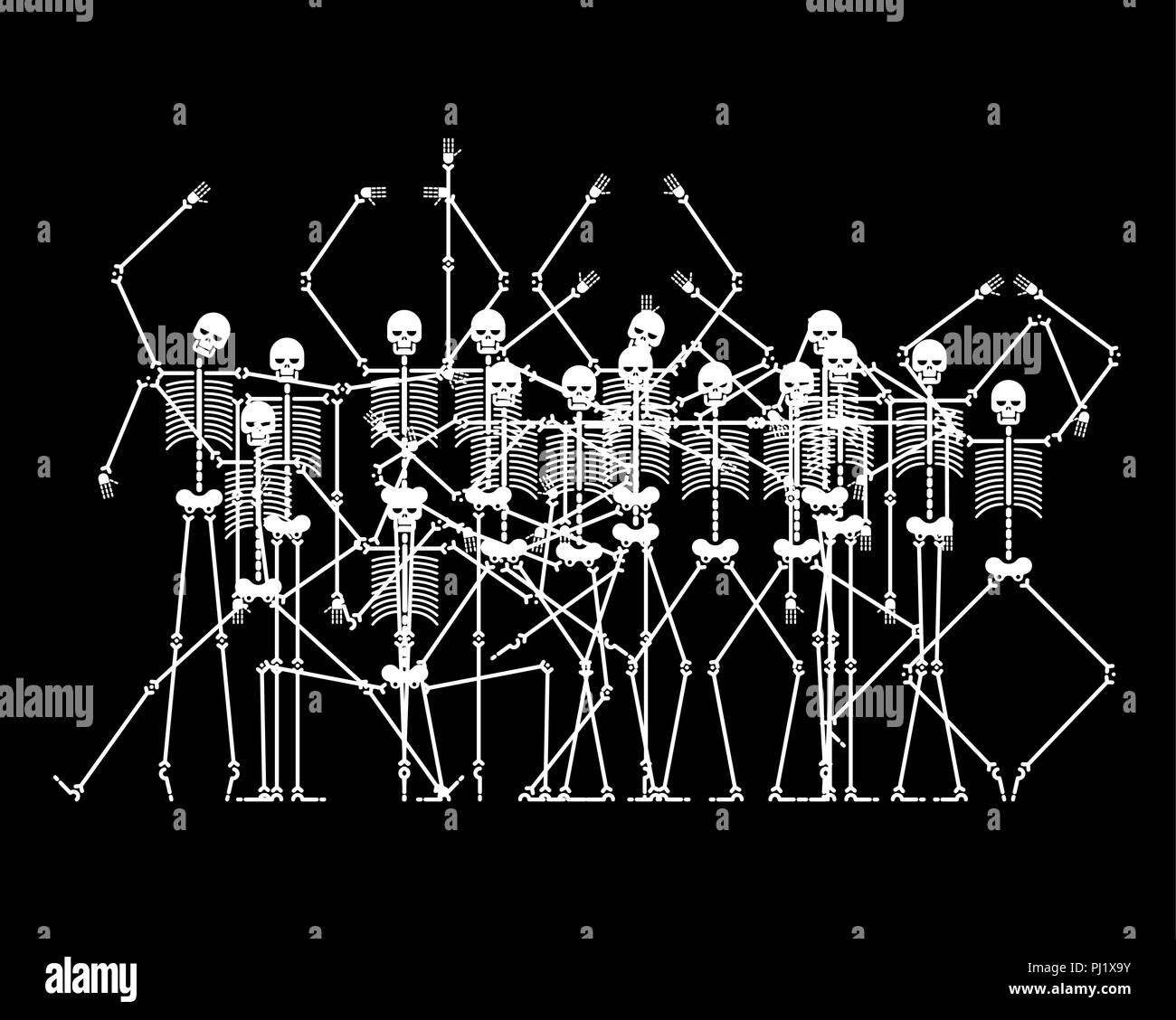 Skeletons in Hell. Sinners skeleton crowd. vector illustration Stock ...