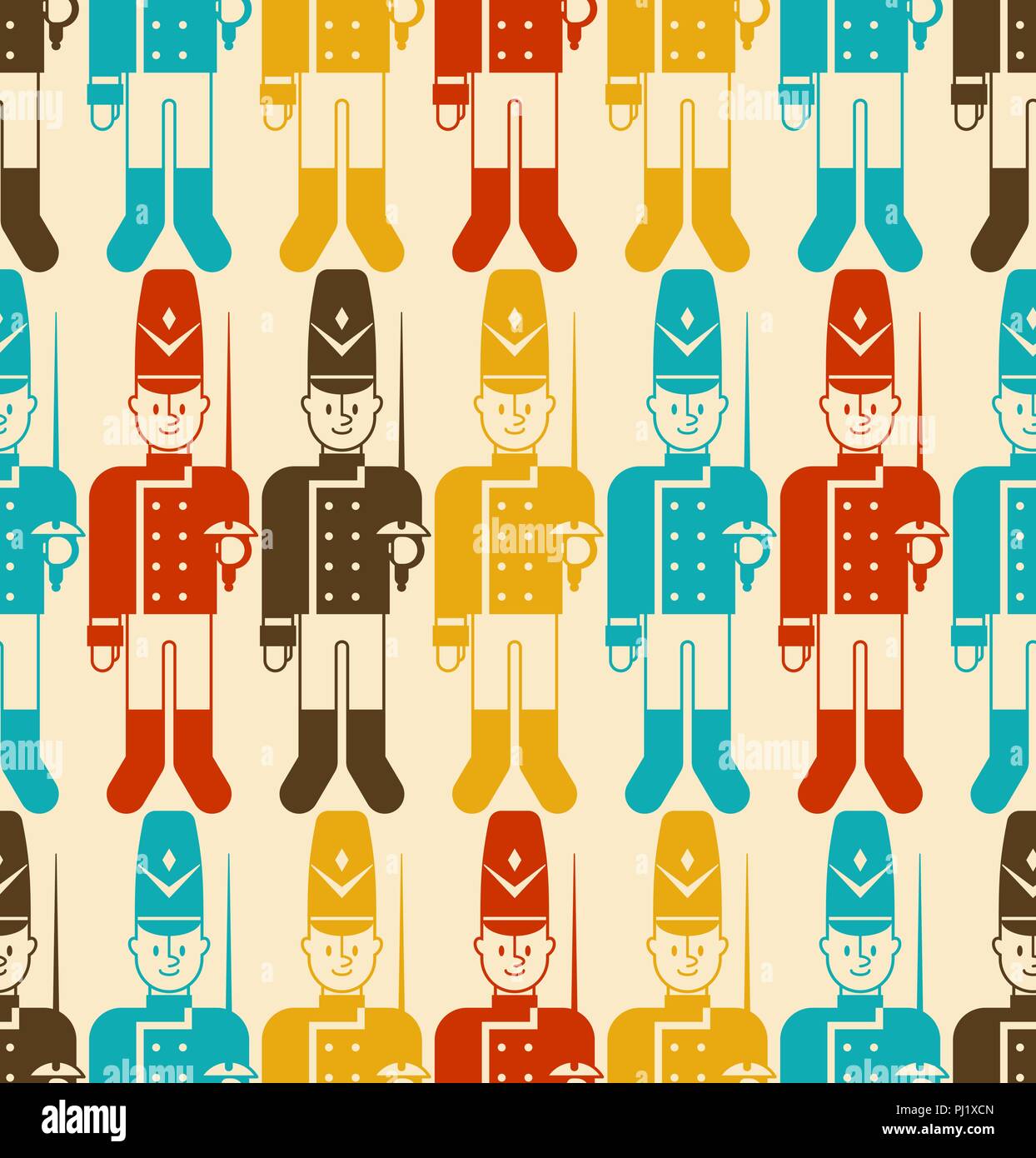 Toy soldier pattern seamless. Guardsman plaything background. Vector ...