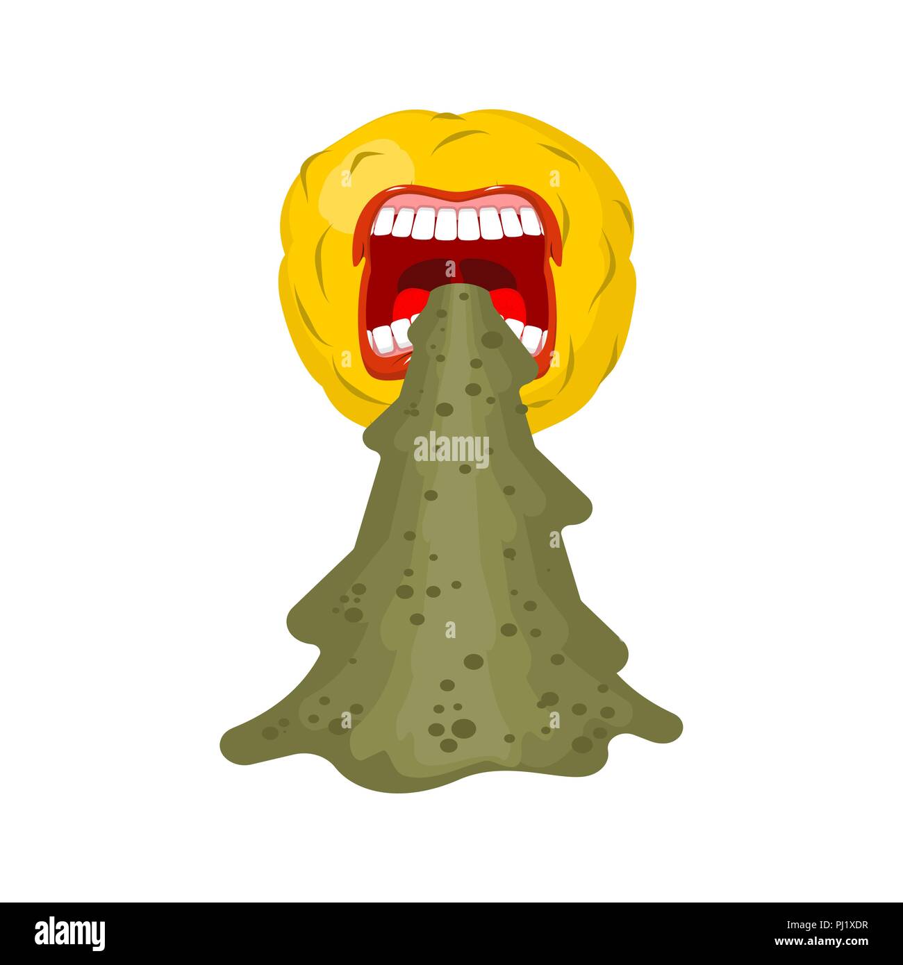 Vomit face emoji. Puke Vector illustration. Retching cartoon. Vomitus ...