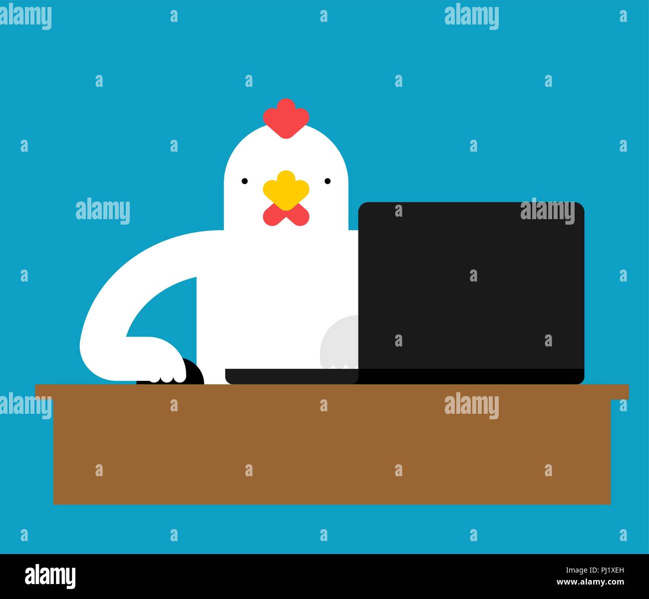 Chicken laptop working. Chain and notebook. vector illustration Stock ...
