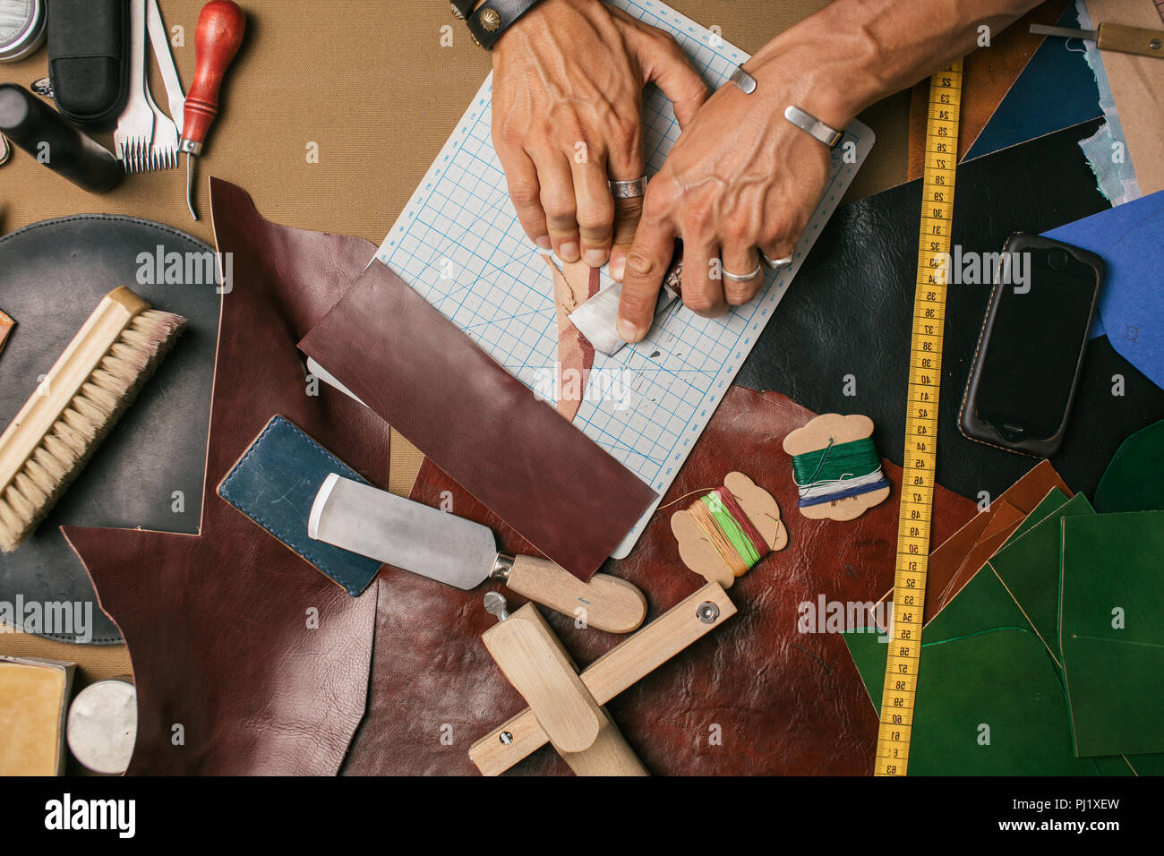 Leather maker tools hi-res stock photography and images - Alamy