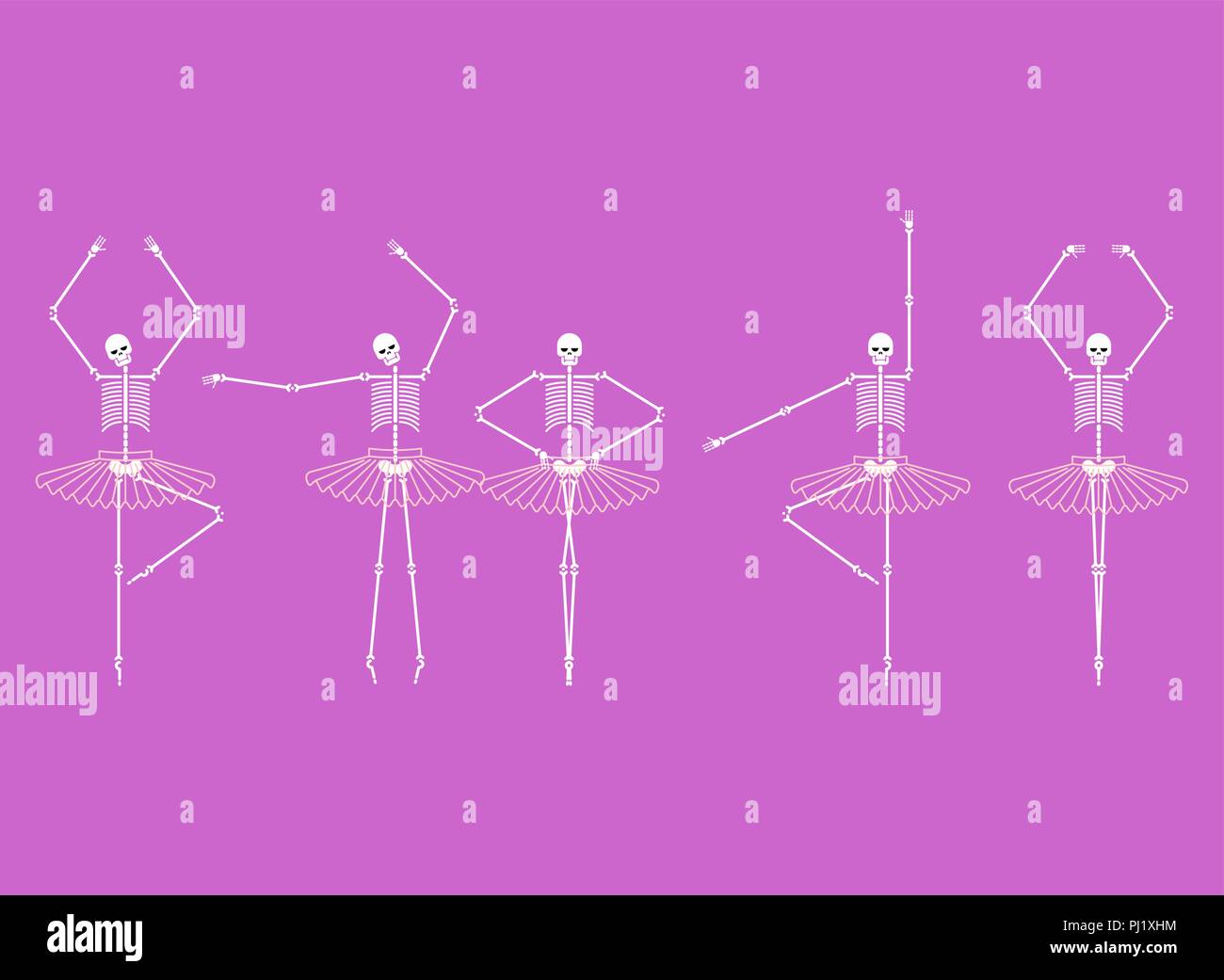 Skeleton ballerina set. Skull and bones ballet. Halloween Vector ...