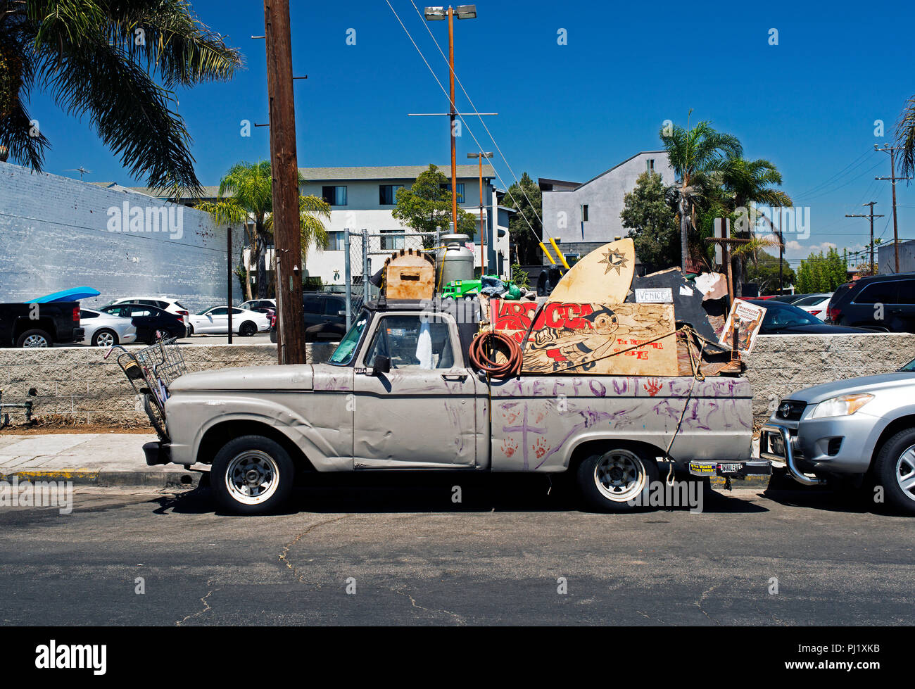 Side view of a vintage pickup truck in Venice beach, California Stock ...