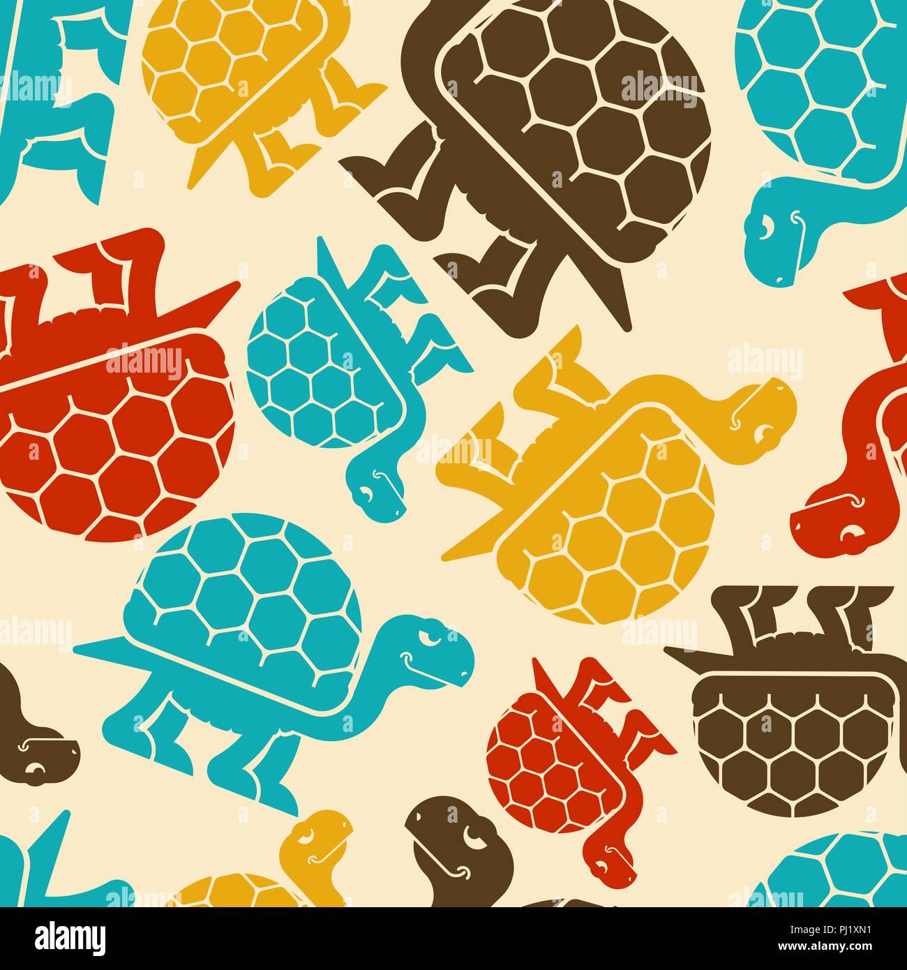 Turtle pattern seamless. tortoise Vector background. Amphibian ornament ...