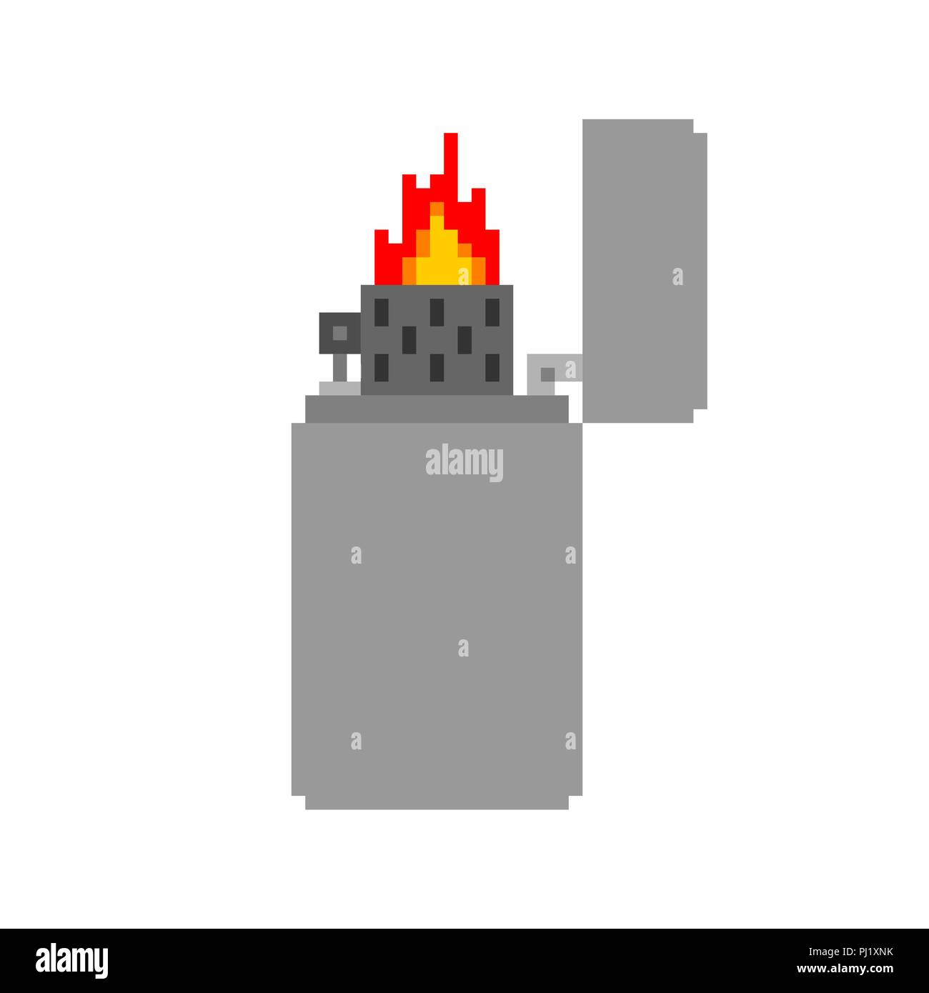 Lighter gasoline pixel art. cigarette lighter 8 bit vector illustration ...