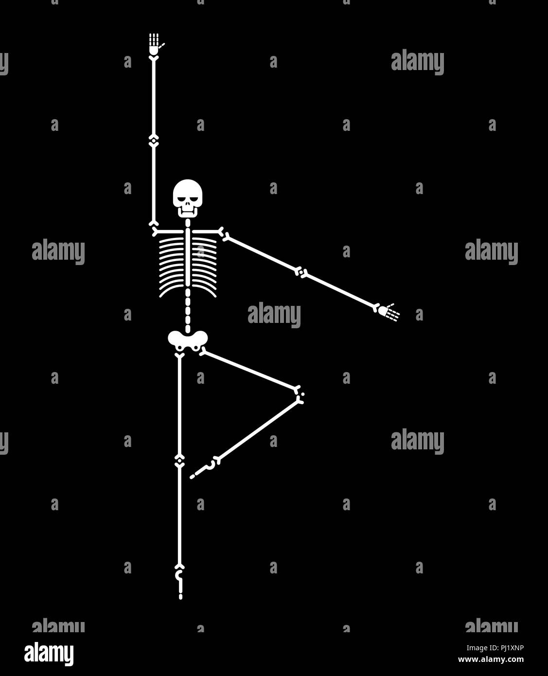 Skeleton dance isolated. Skull and bone dances. Vector illustration ...