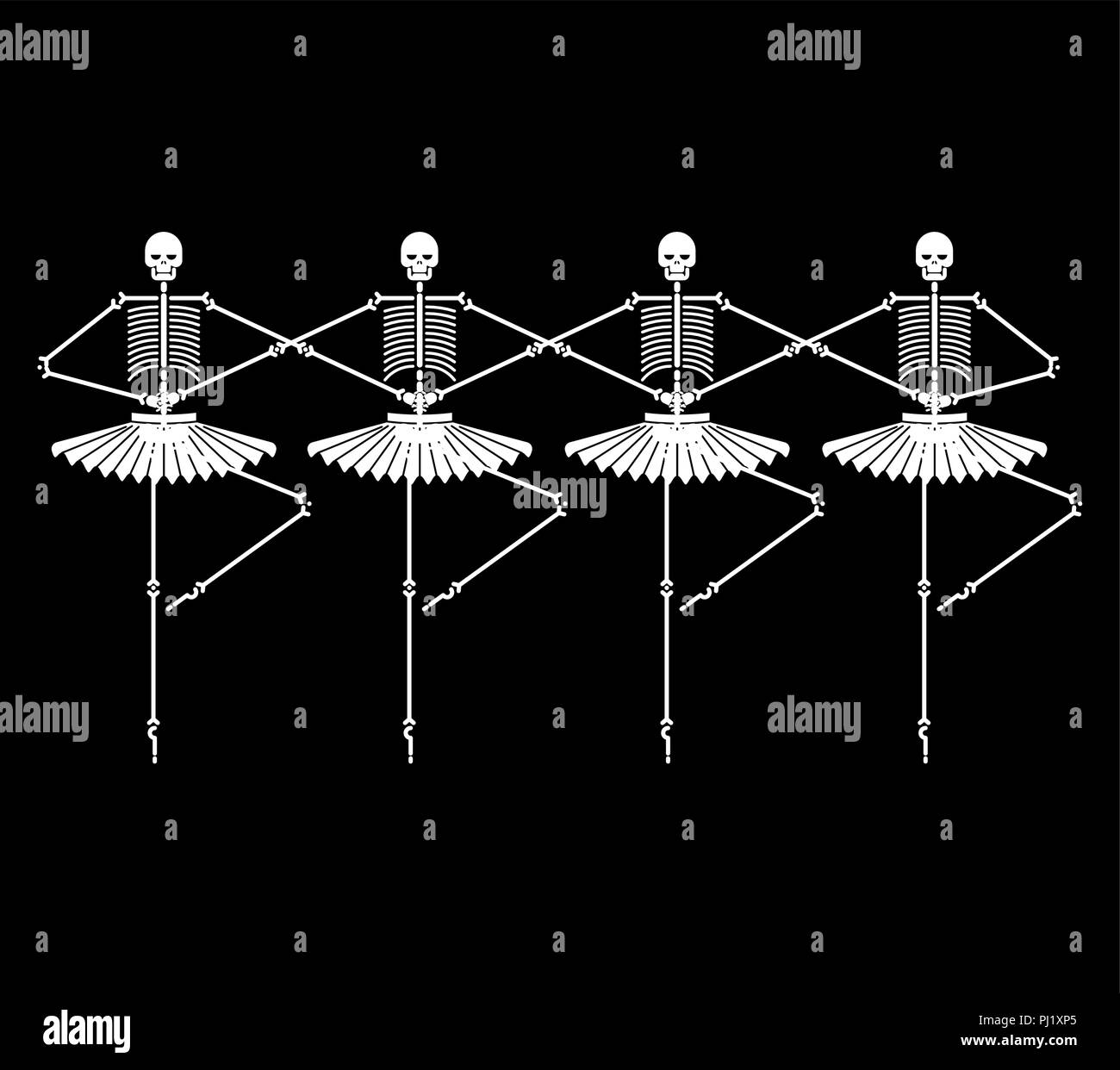 Skeleton ballerina isolated. Skull and bones ballet. Halloween Vector ...