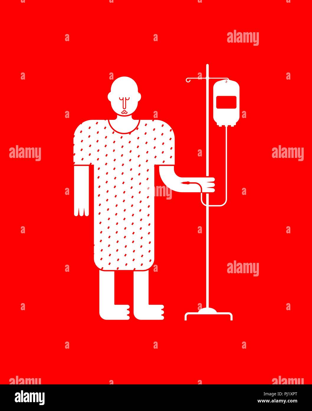 Hospital patient with dropper. Sick man Vector illustration Stock ...