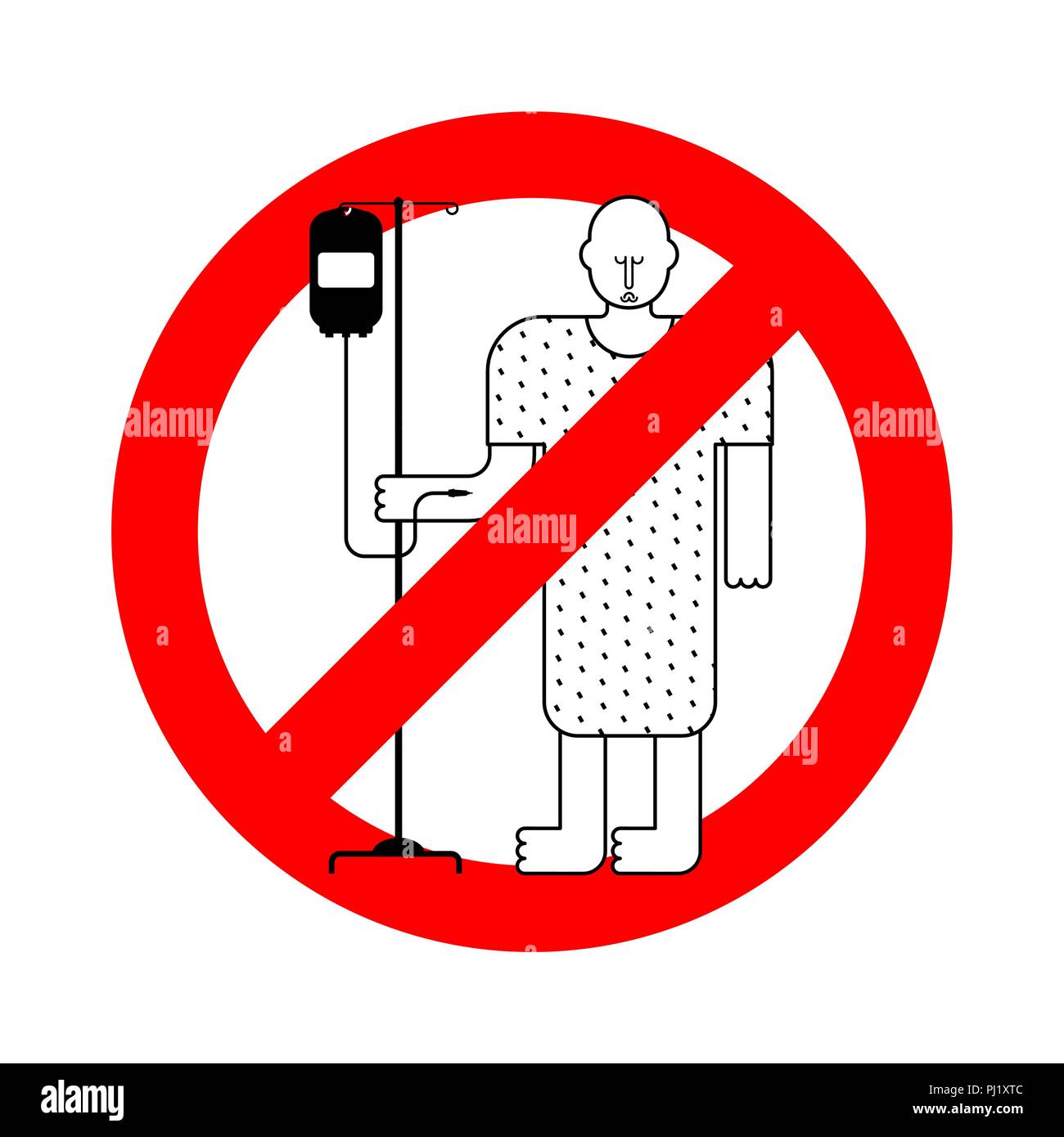 Stop Hospital patient. Forbidden red road sign sick man. Ban Vector ...