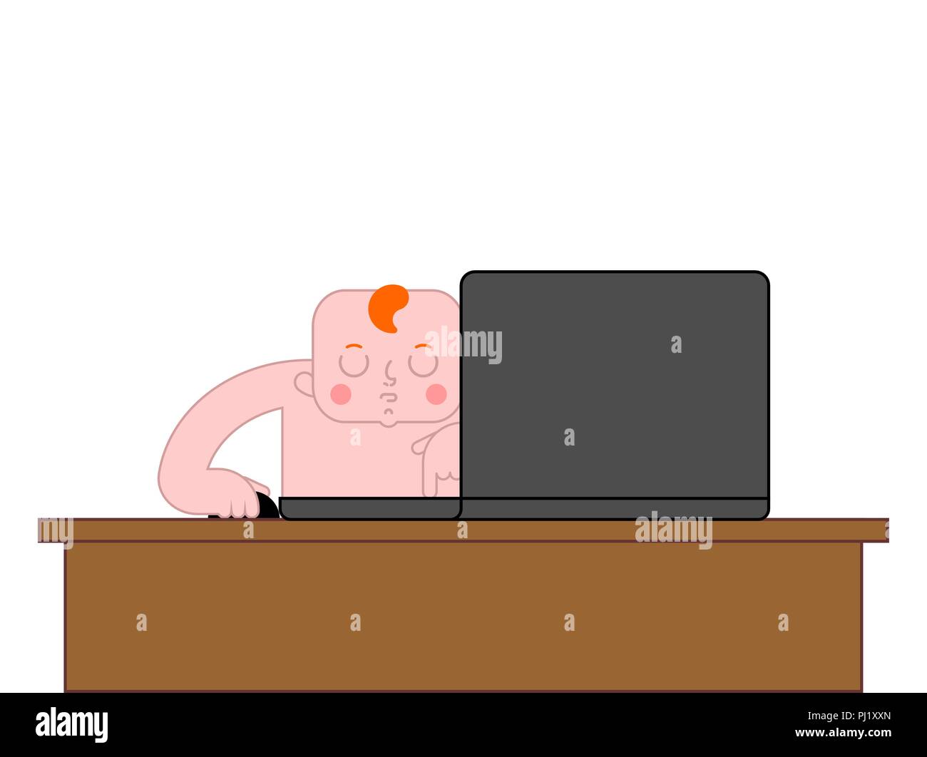 Baby laptop working. Child and notebook. vector illustration Stock ...