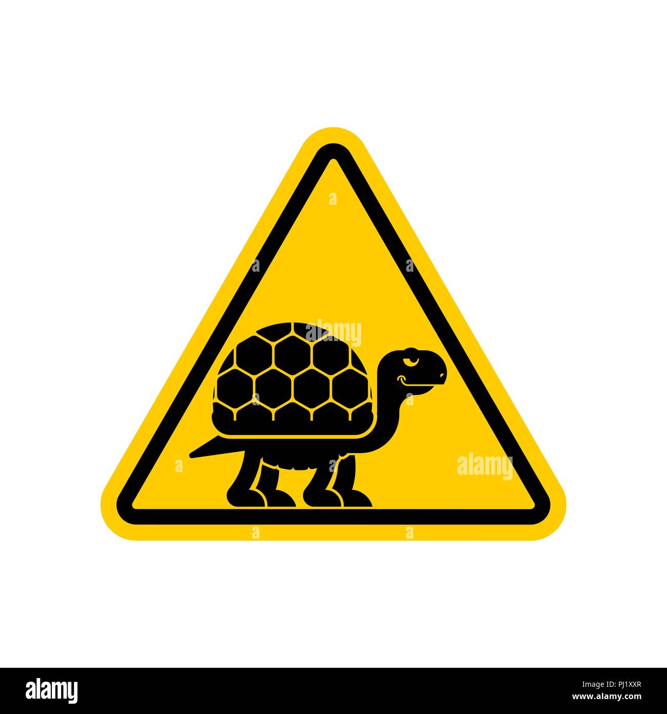 Attention Turtle. Caution tortoise yellow road sign. Vector ...