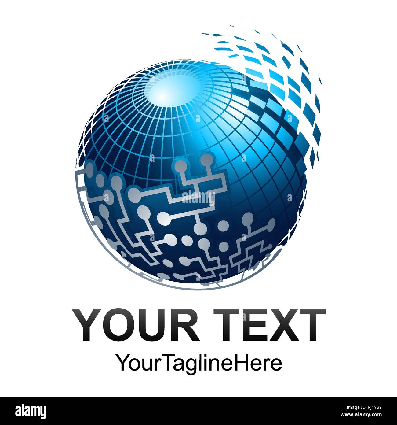 Creative abstract 3d pixel sphere vector logo design template element ...