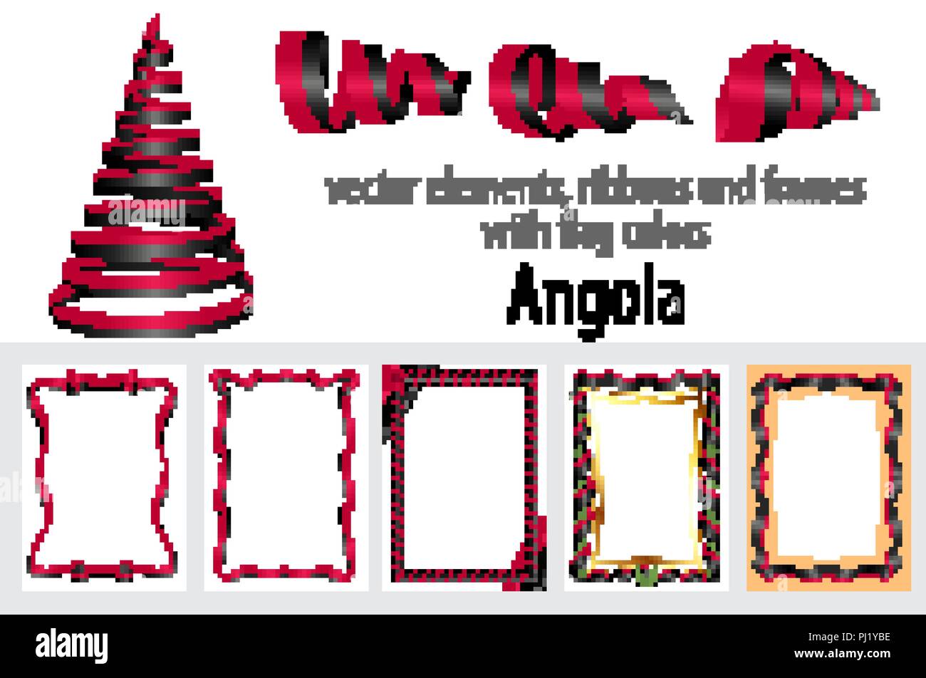 vector elements, ribbons and frames with flag colors Angola, template ...