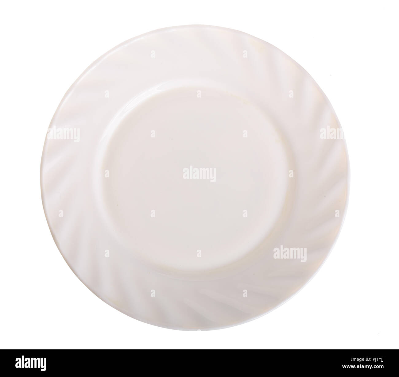 White plate isolated on white background. Top view. Flat lay Stock ...