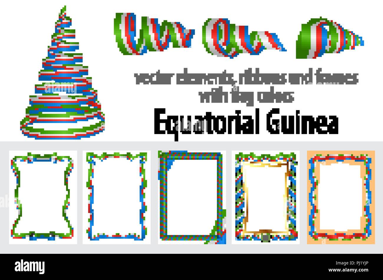 vector elements, ribbons and frames with flag colors Equatorial Guinea ...