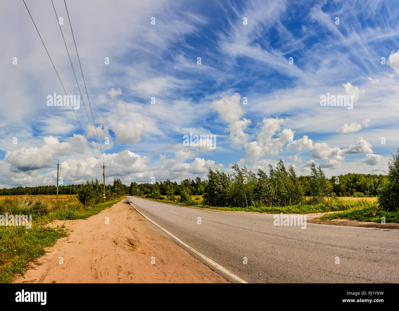 Landscape with clouds in the summer sky. The last days of August Stock ...