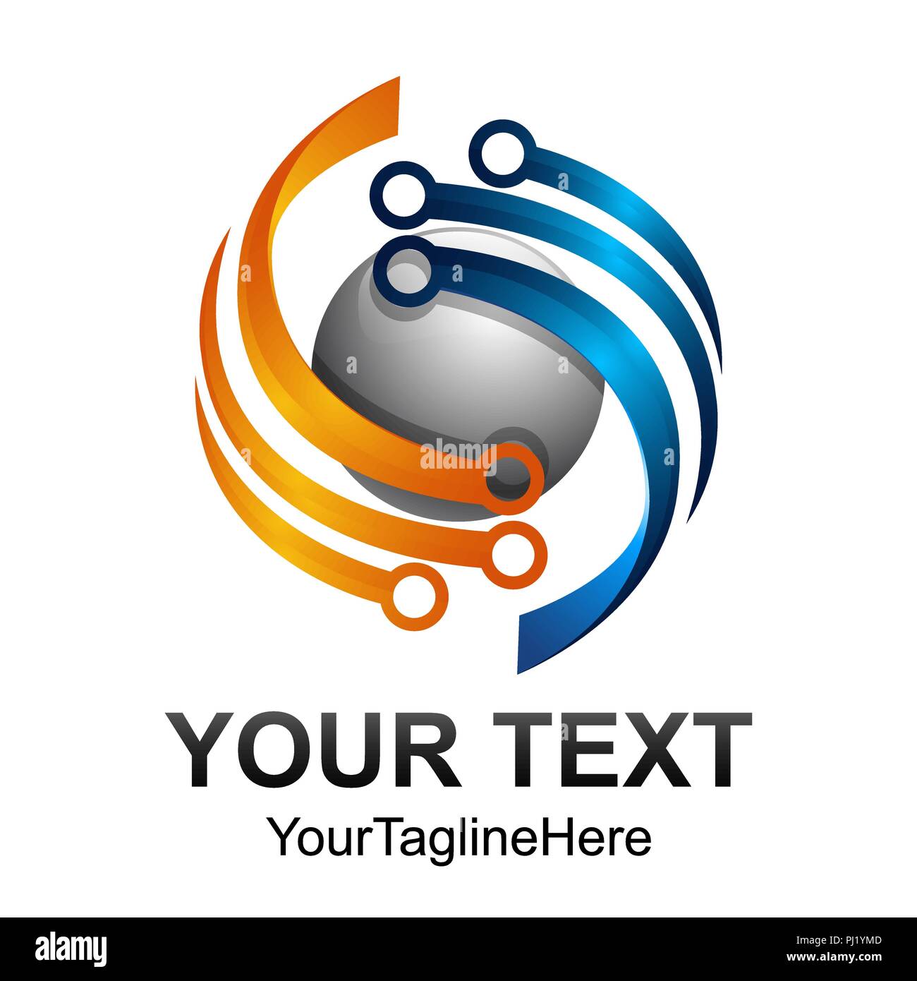 Abstract vector sphere icon technology orbit web rings, round ring ...