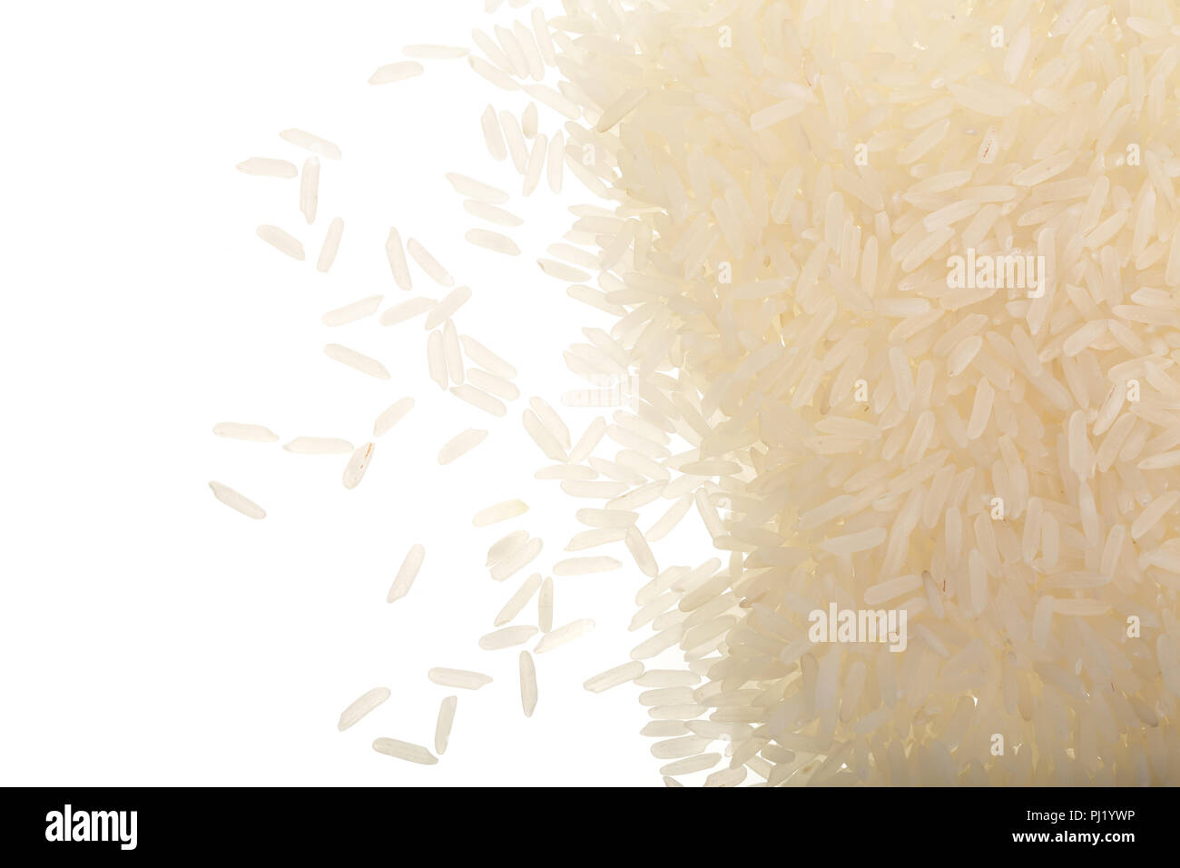 rice grains isolated on white background. Top view. Flat lay Stock ...
