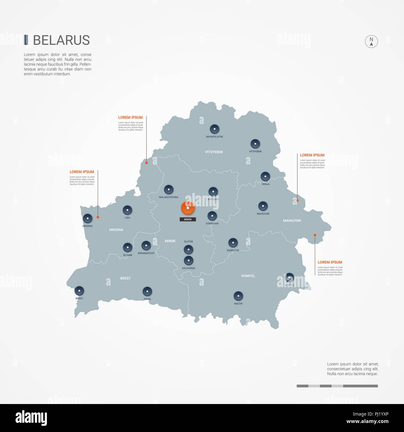 Belarus map with borders, cities, capital and administrative divisions ...
