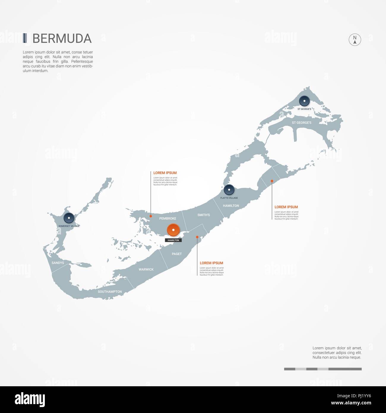 Bermuda map with borders, cities, capital and administrative divisions ...